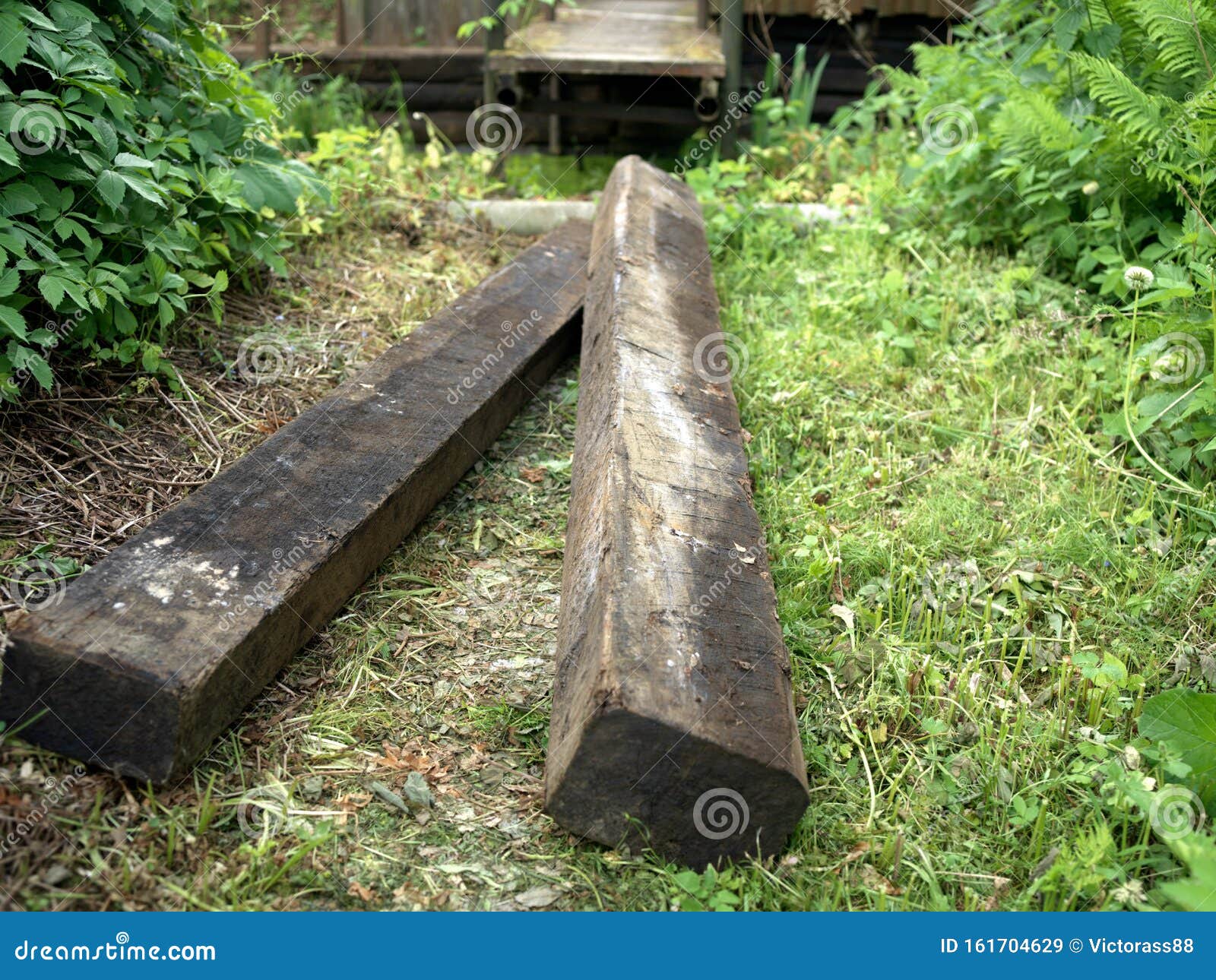 Two Square Shaped Massive Logs Stock Image - Image of objects, outdoors ...