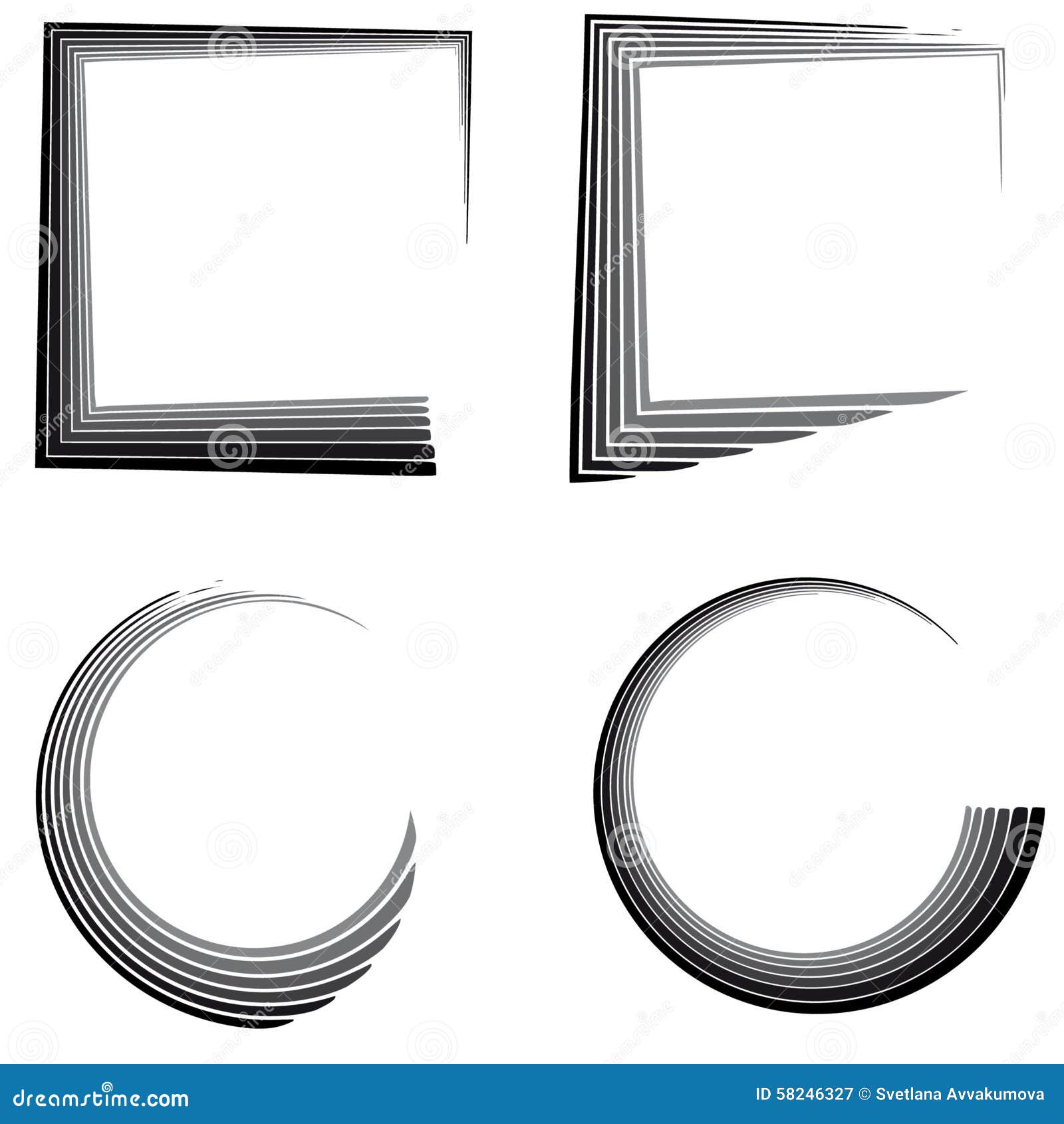 Two Square and Two Round Frames. Stock Vector - Illustration of round ...