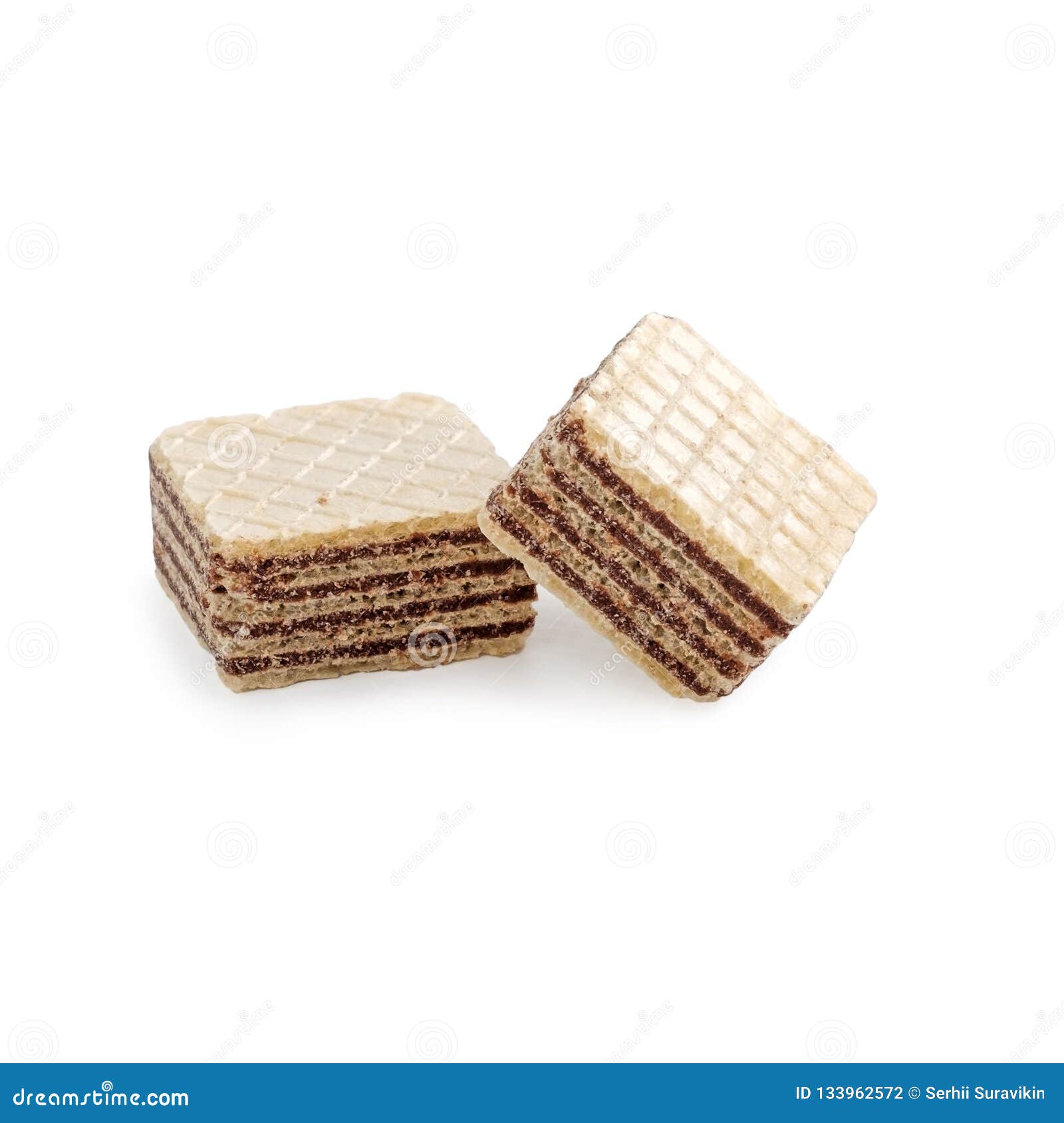 Two Square Wafer Biscuits Isolated on White Stock Photo - Image of ...