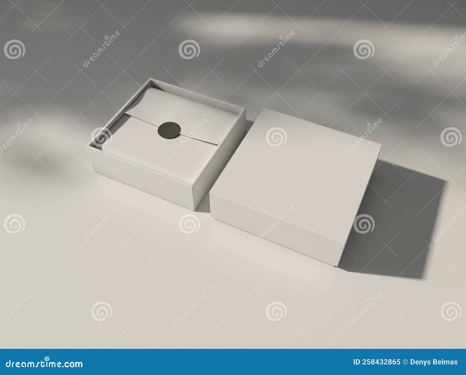 Two Square White Boxes Mockup with White Wrapping Paper on Table Stock ...