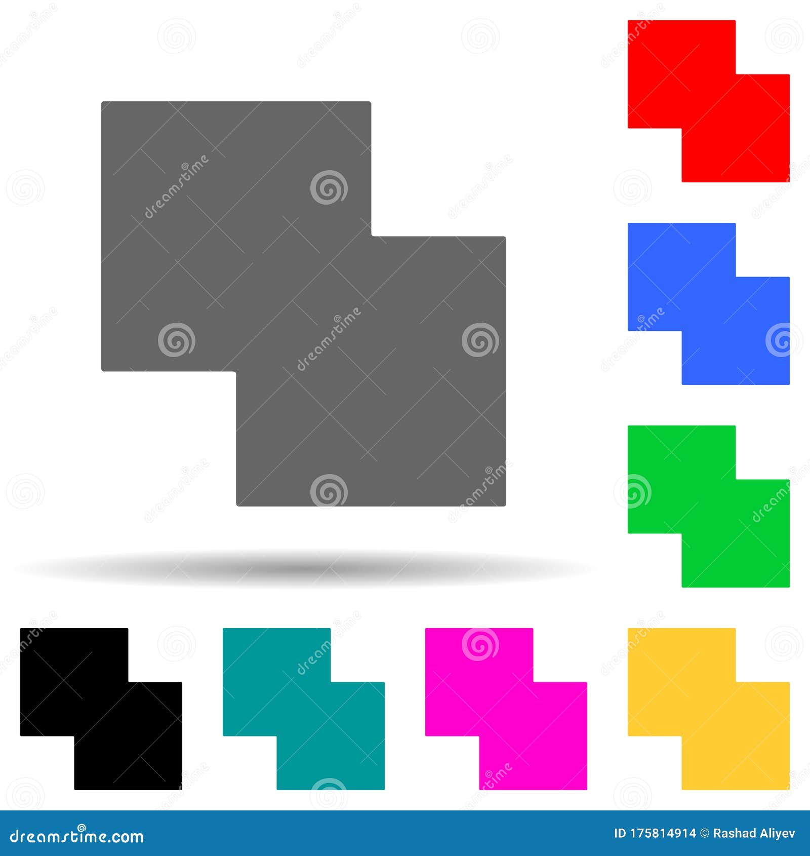 Two Squares Of Intersecting Multi Color Style Icon Simple Thin Line Outline Vector Of Web