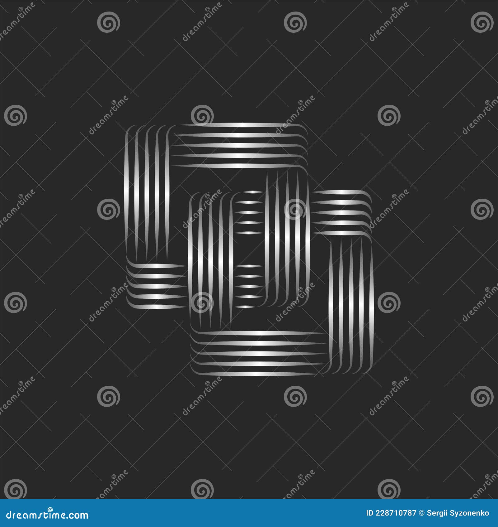 Two Squares Logo, Two Linked Rectangular Chain, Linear Creative Symbol ...