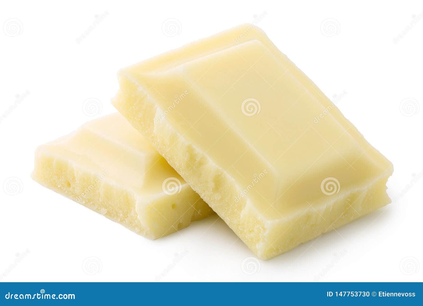 Two Squares of White Chocolate Isolated on White. Rough Edges Stock ...