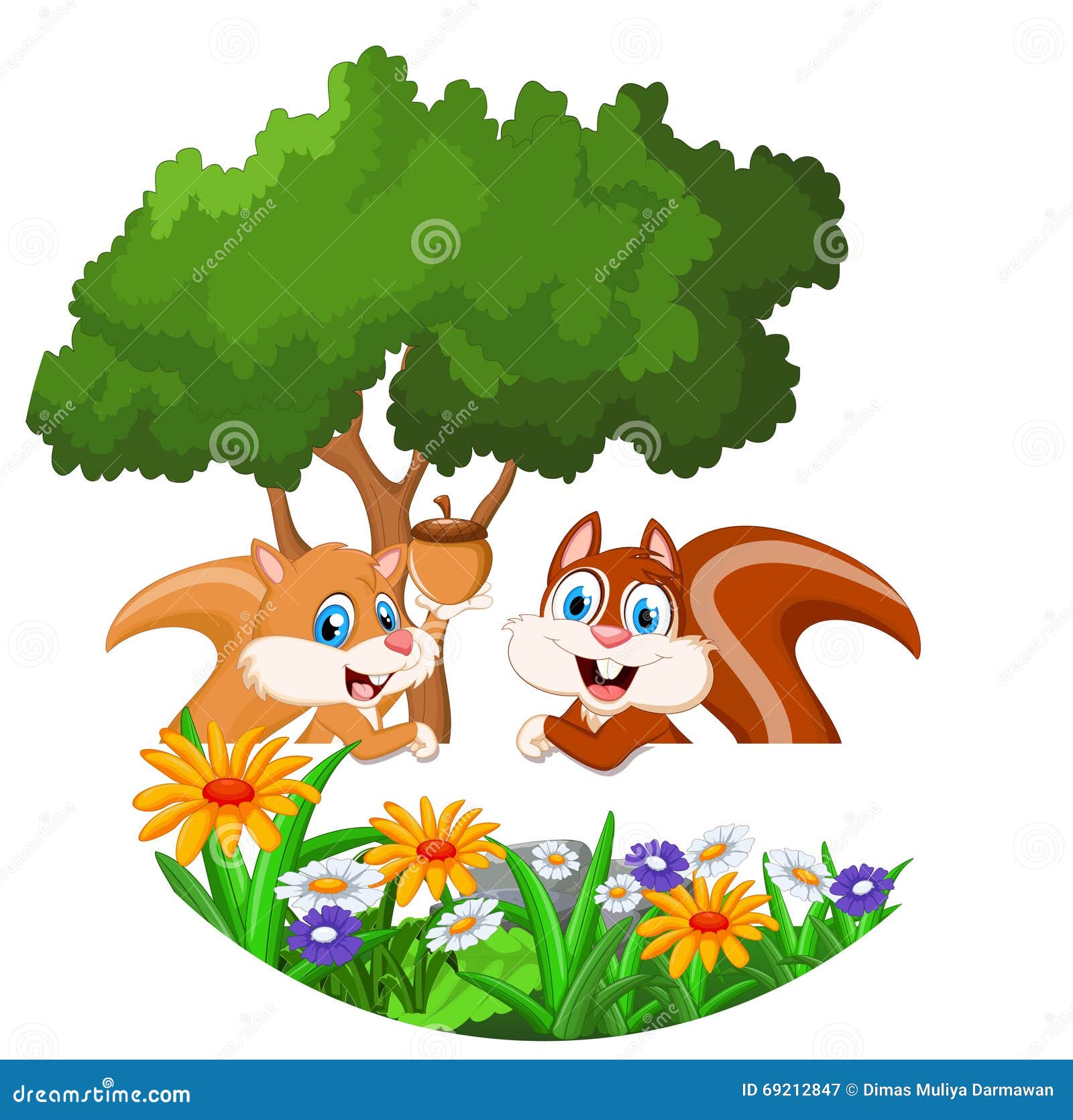 Two Squirrel Cartoon with Blank Sign Stock Illustration - Illustration ...