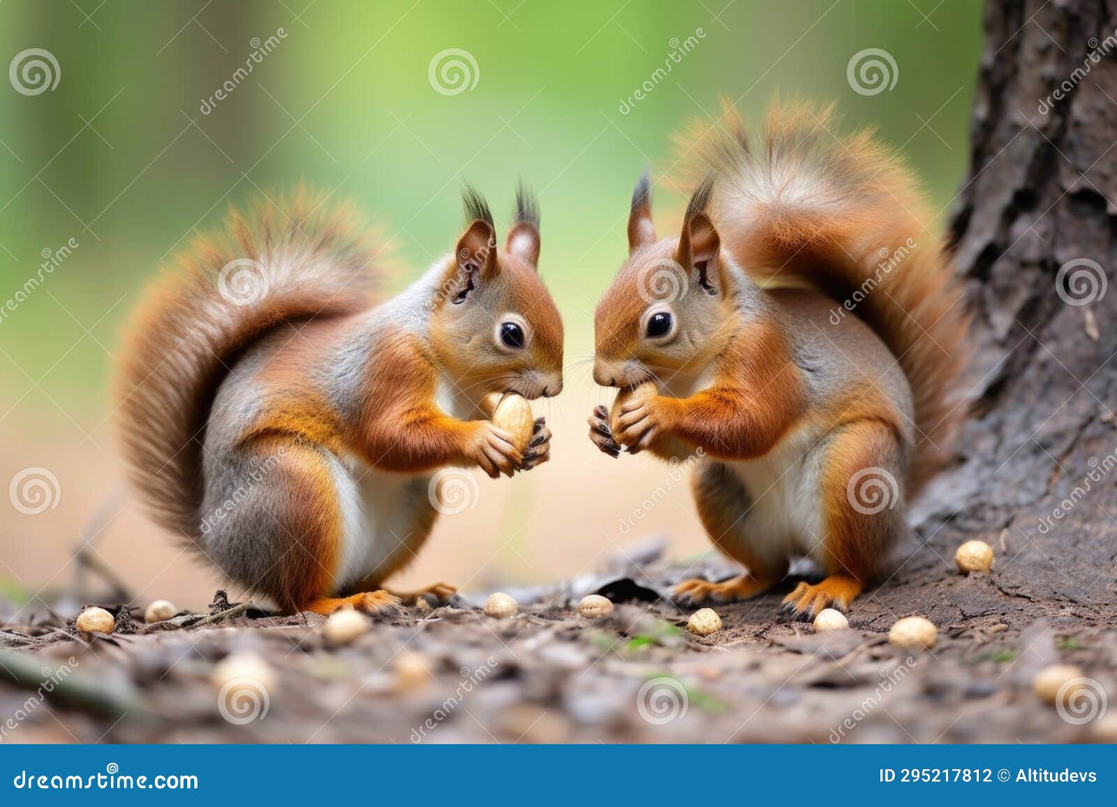 Two Squirrels Eating a Nut Together Stock Photo - Image of nuts ...