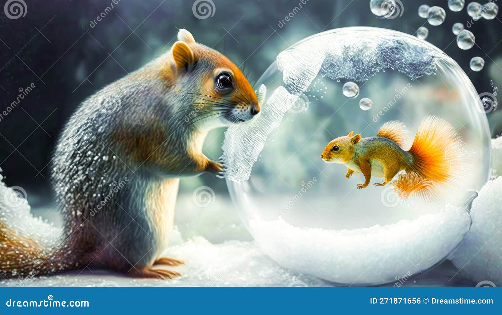 Two Squirrels are Looking at Each Other through Bubble. Generative AI ...