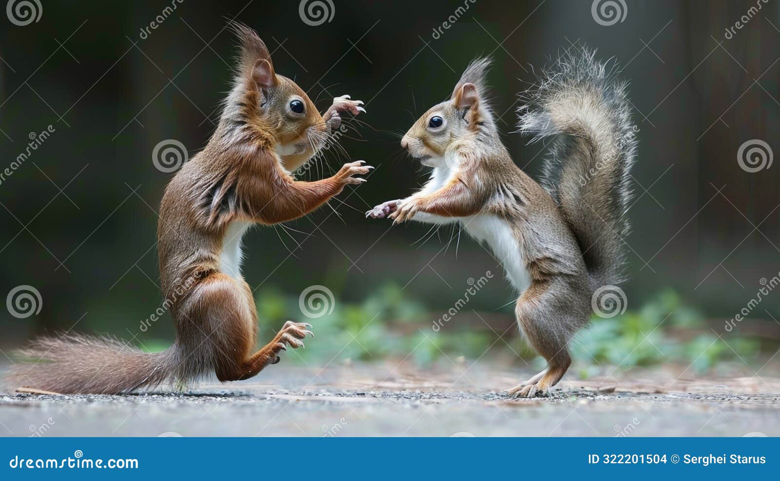 Two Squirrels are Standing on Their Hind Legs and Facing Each Other, AI ...