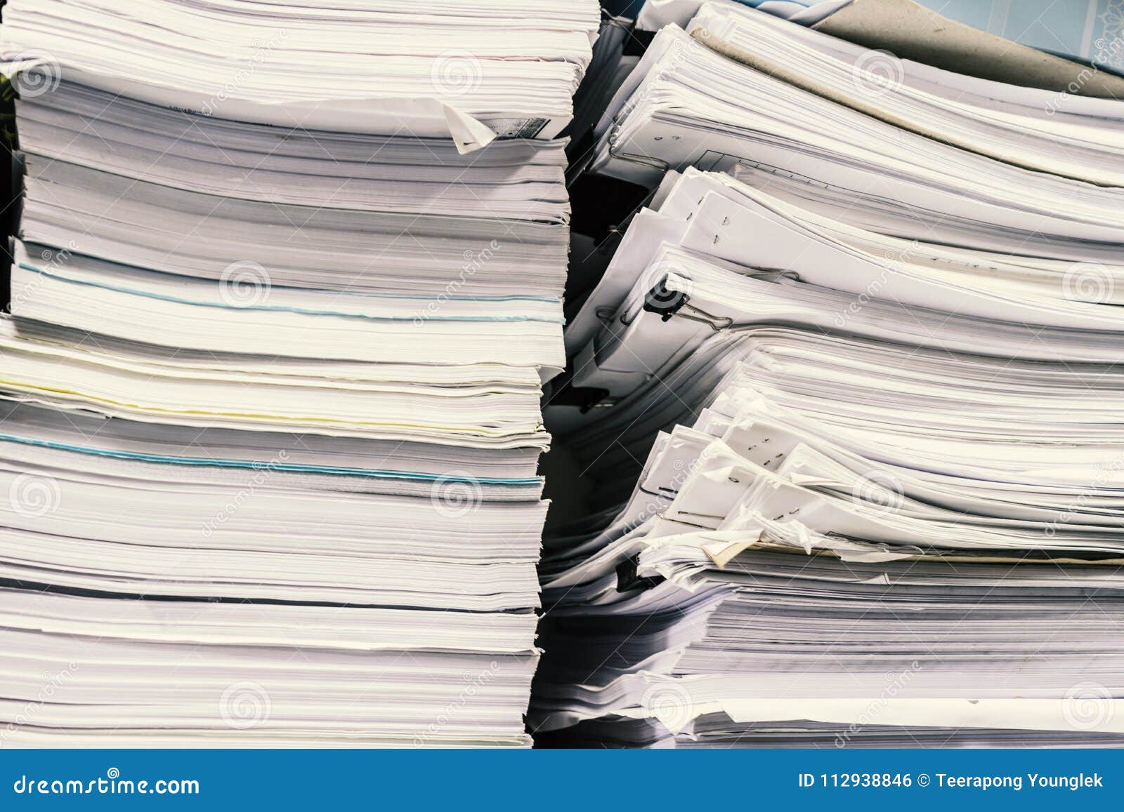 The Stack of Paper Lay on a Messy Table in the Office in the Storage ...