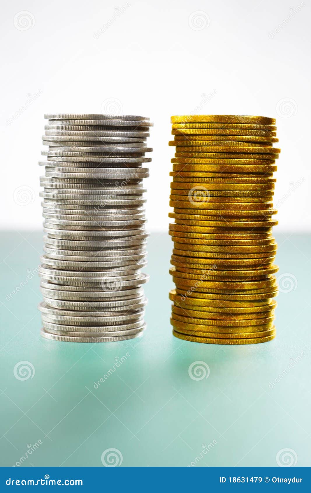 Two Stack of Silver and Gold Coins Stock Image - Image of pile, stack ...