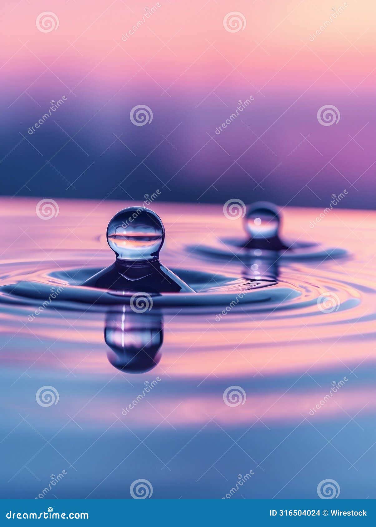 Two Stacked Water Droplets in Liquid, AI-generated. Stock Illustration ...