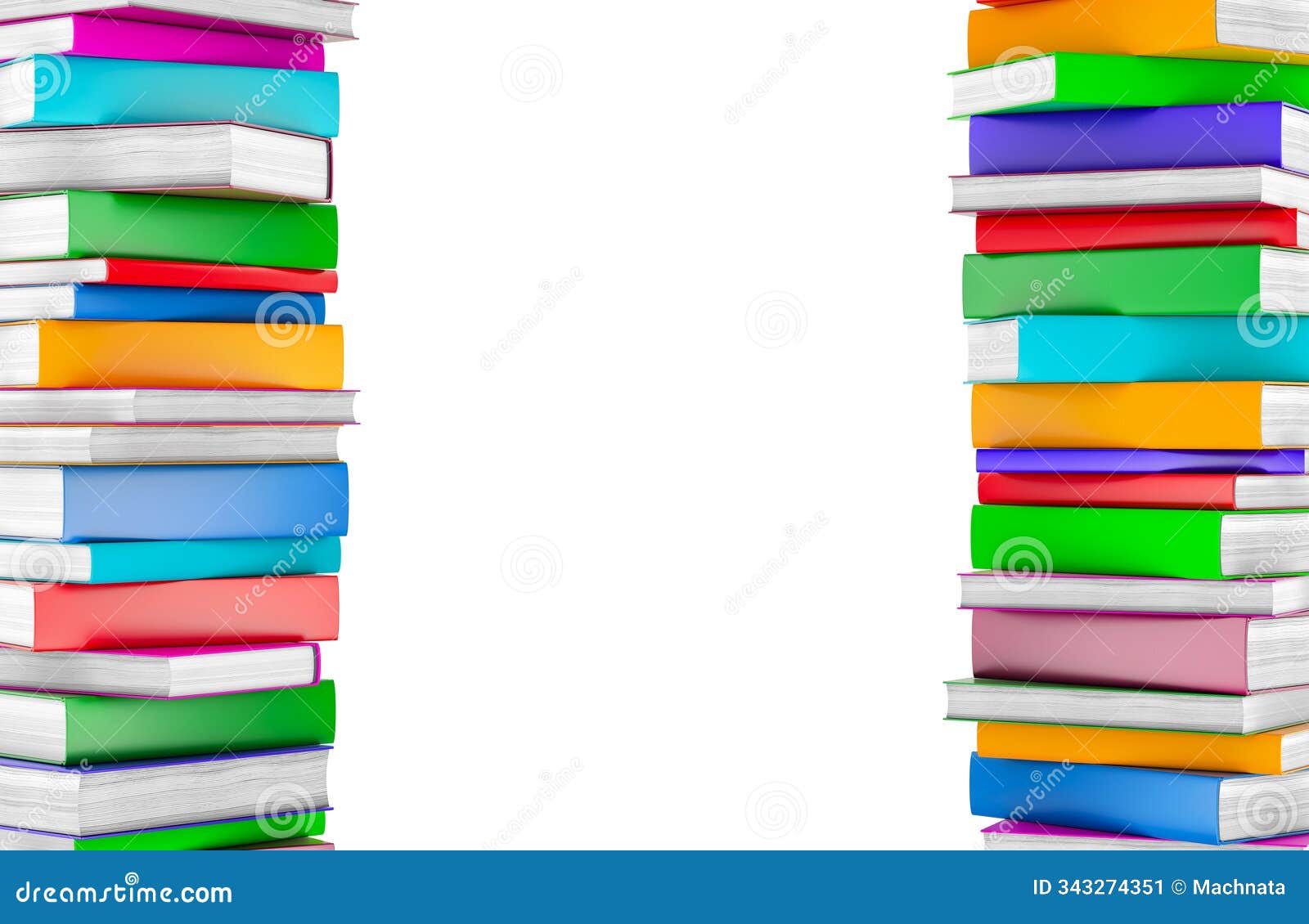 Two Stacks of Books on the Sides, 3D Rendering Stock Illustration ...