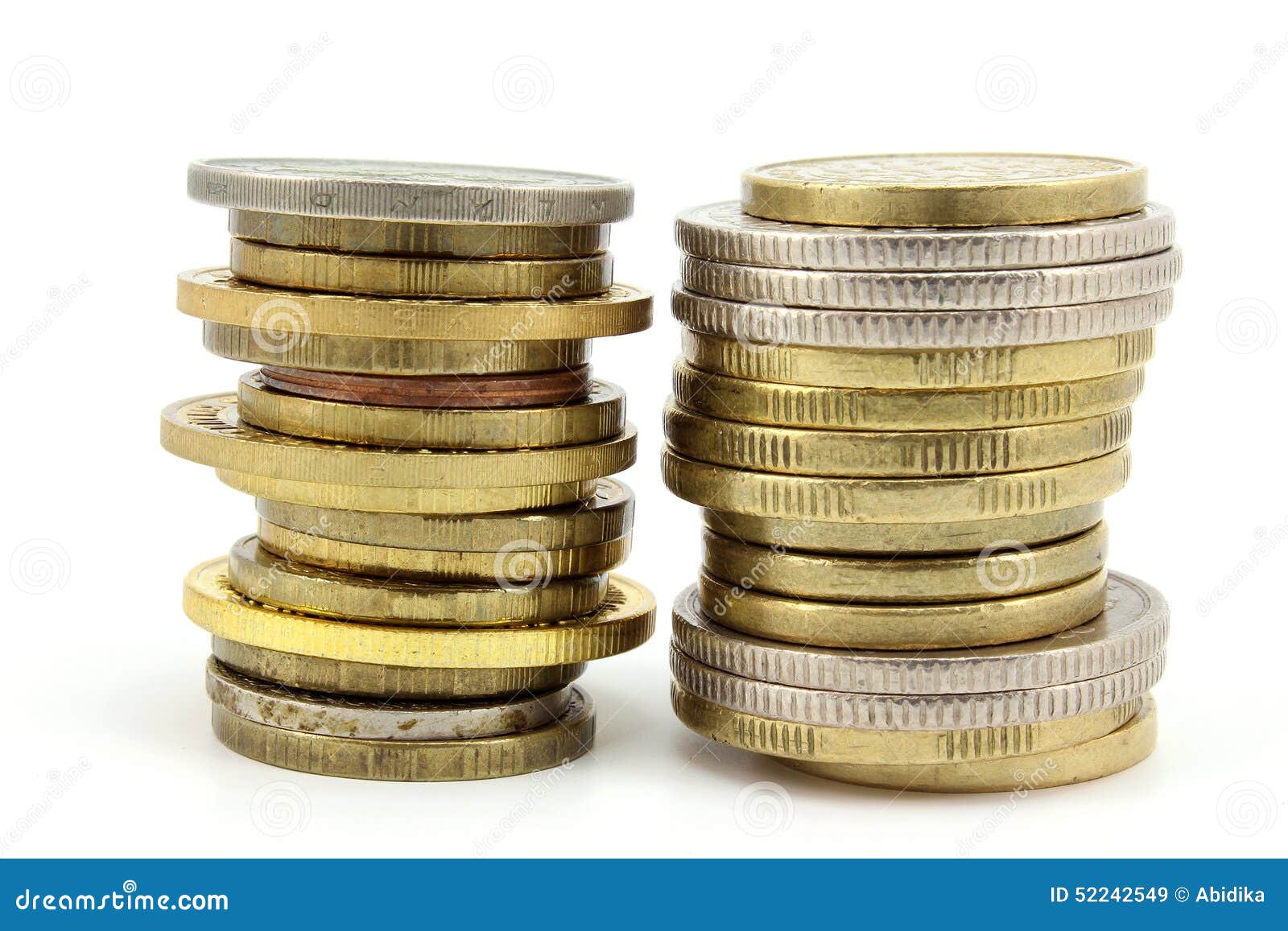 Two stacks of coins stock image. Image of coin, currency - 52242549