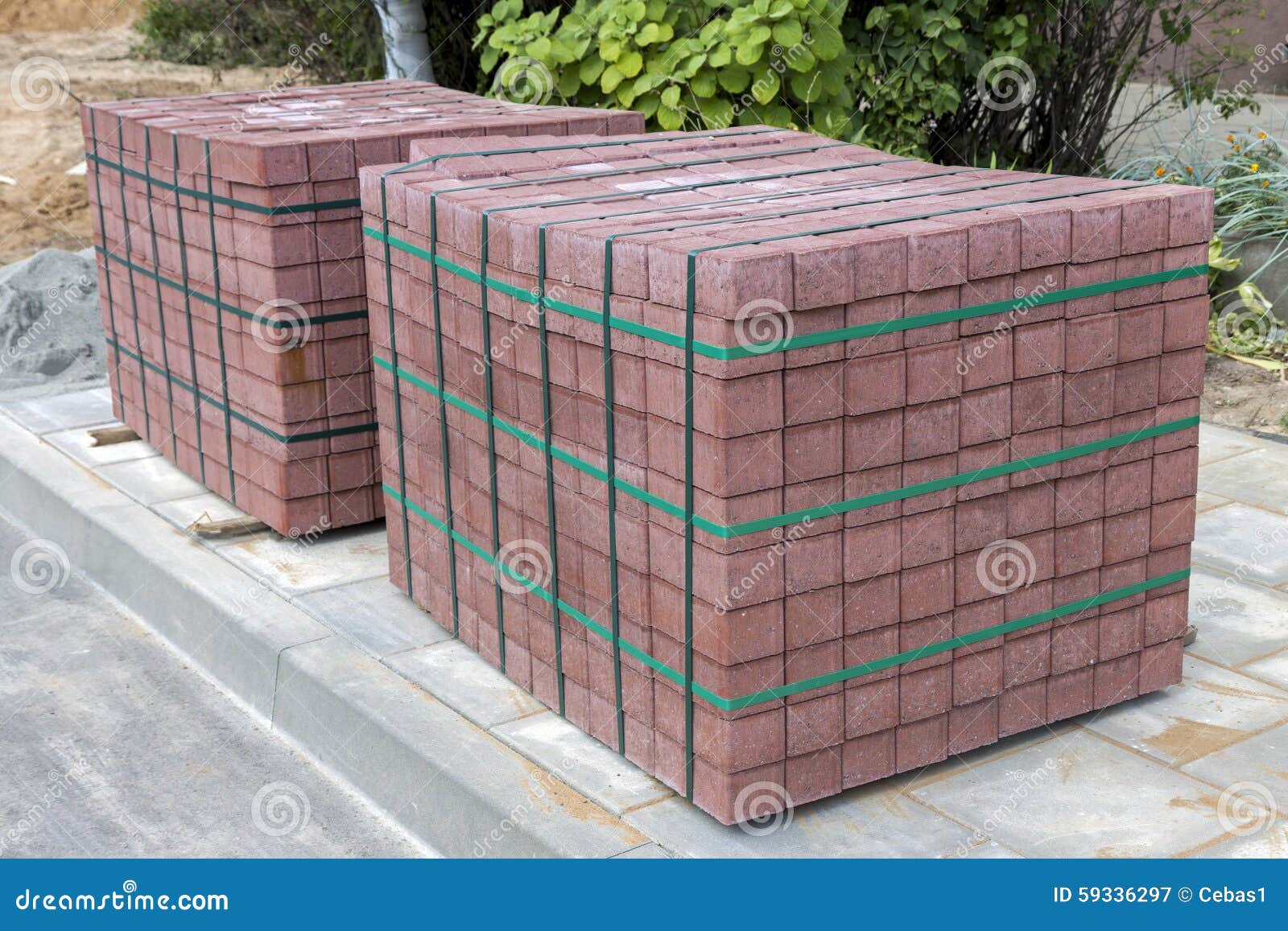 Two Stacks of Concrete Pavement Tiles Stock Image - Image of concrete ...