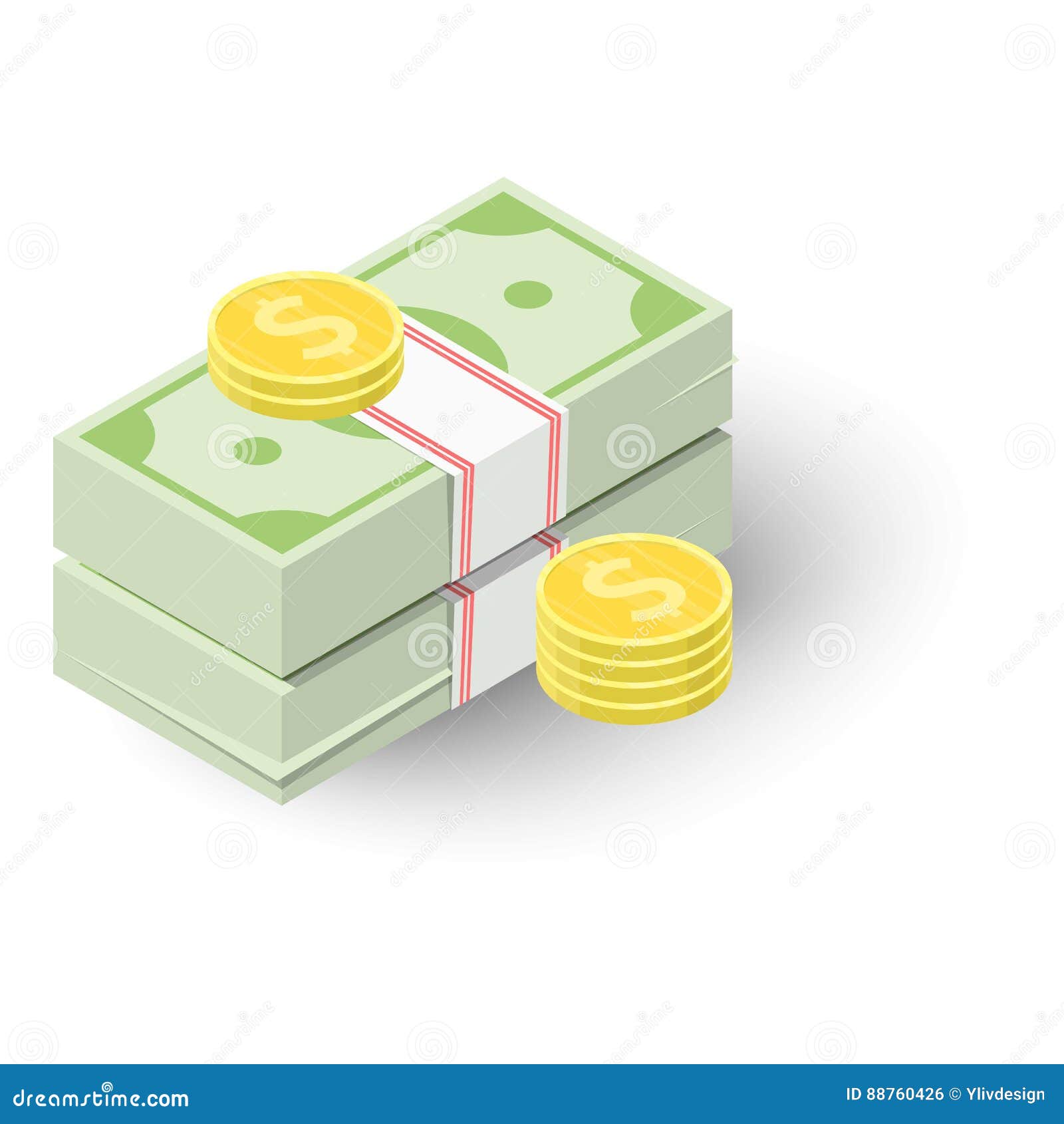 Two Stacks of Money and Coins Icon Stock Vector - Illustration of cash ...