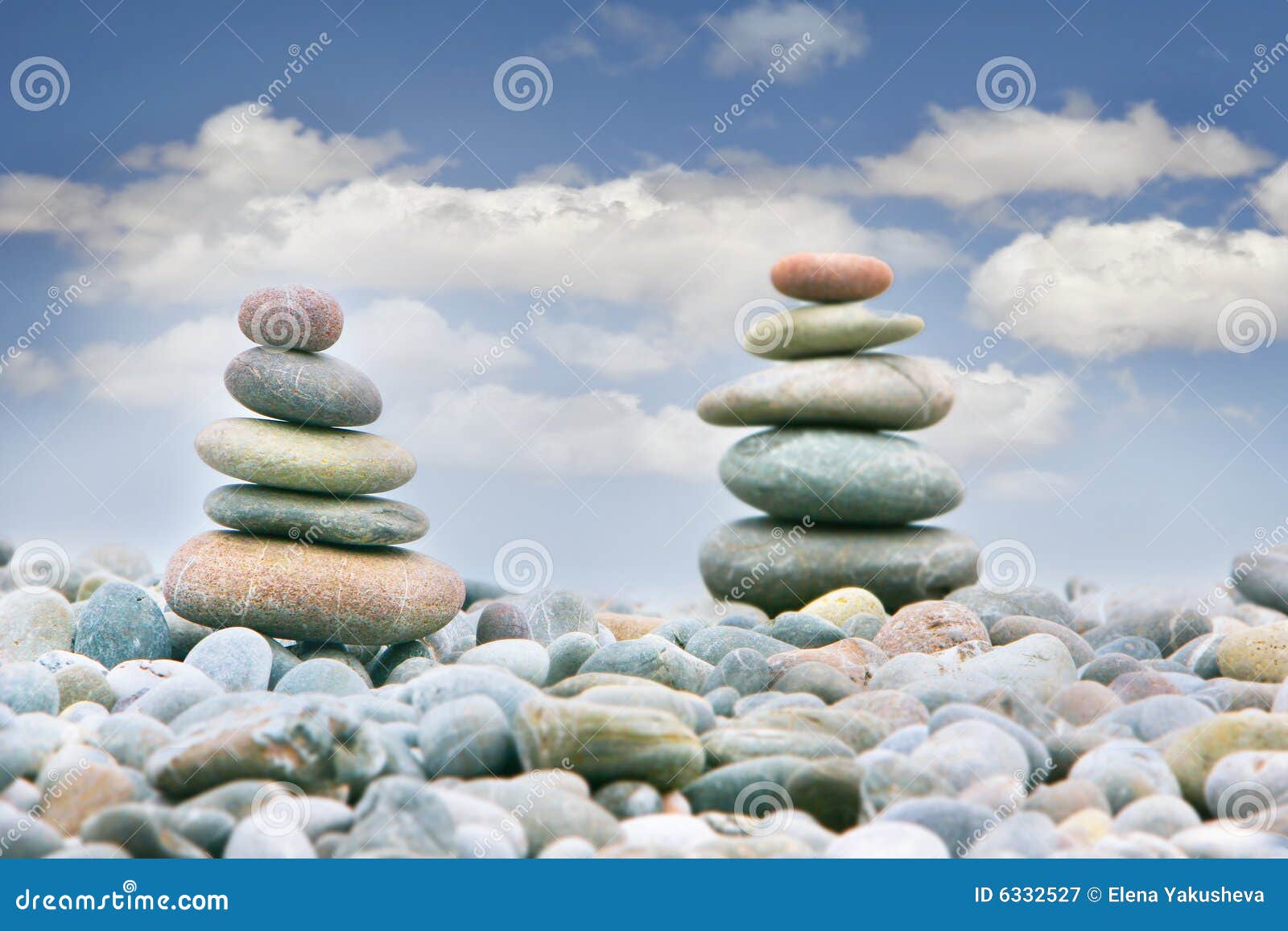 Two Stacks of Stones Over Sky Background Stock Image - Image of ...
