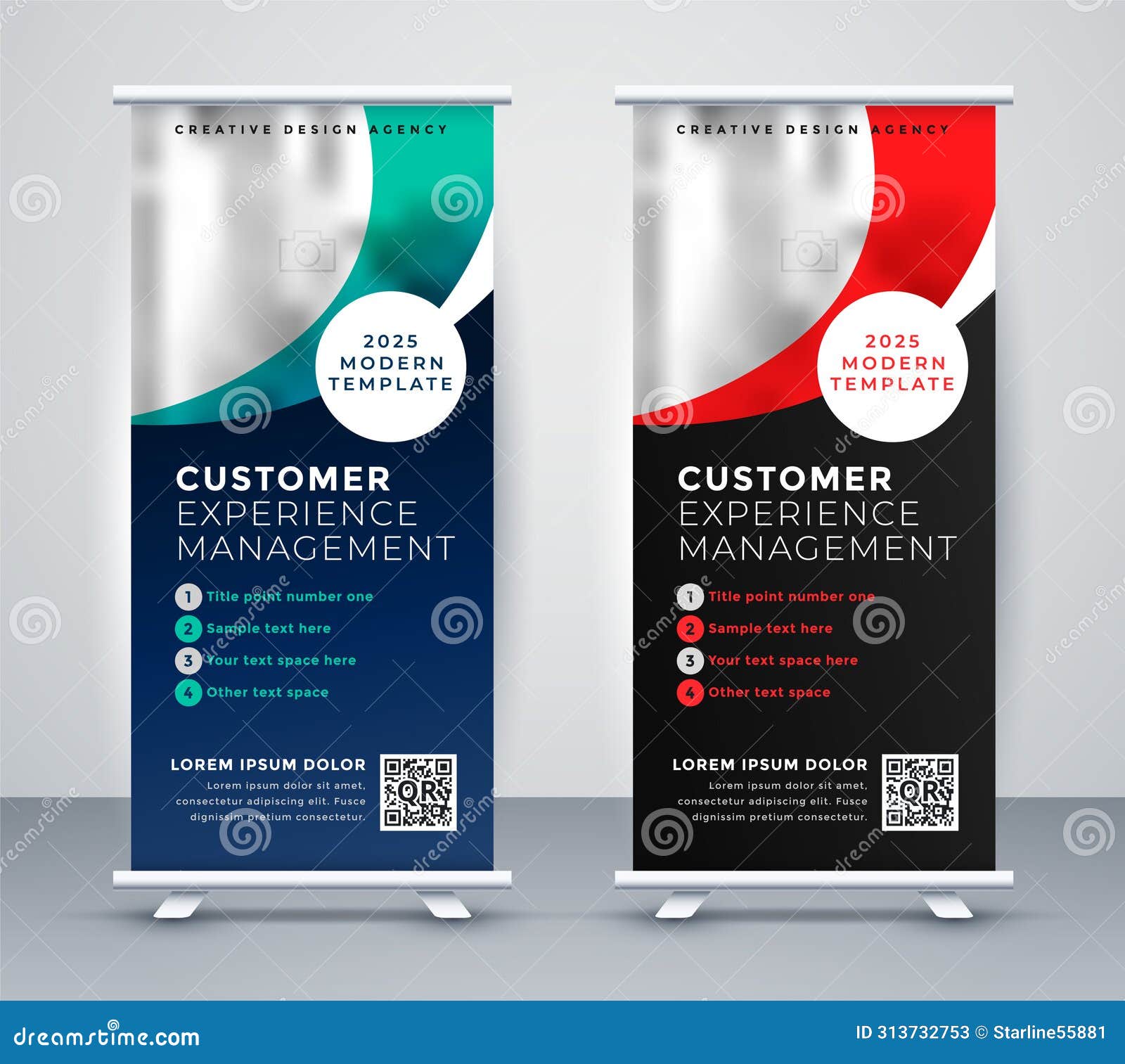 Two Standee Roll Up Banner Presentation Template Cartoon Vector | CartoonDealer.com #313732753