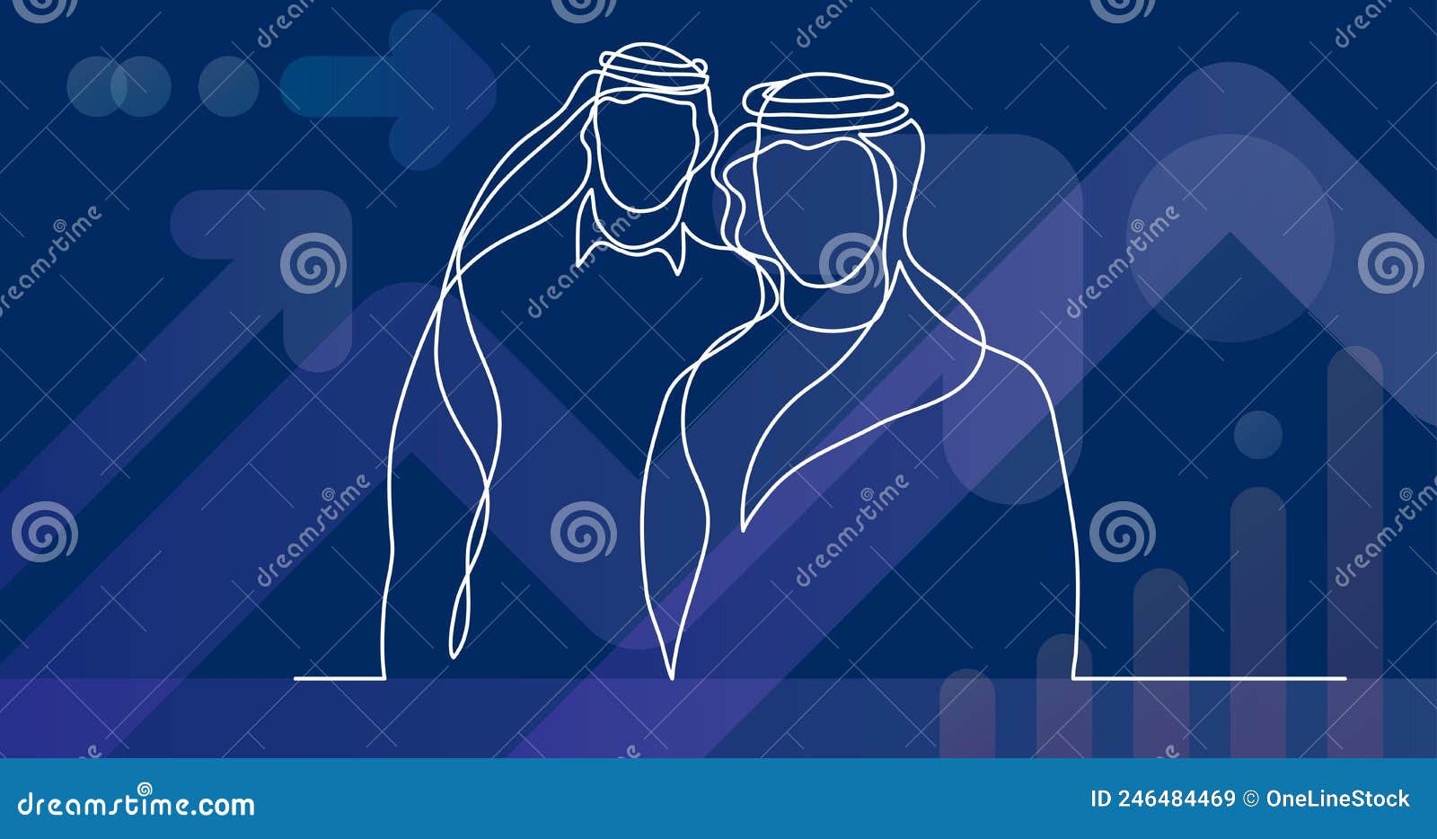 Two Standing Arab Men in Keffiyeh - Single Line Drawing Stock Vector ...