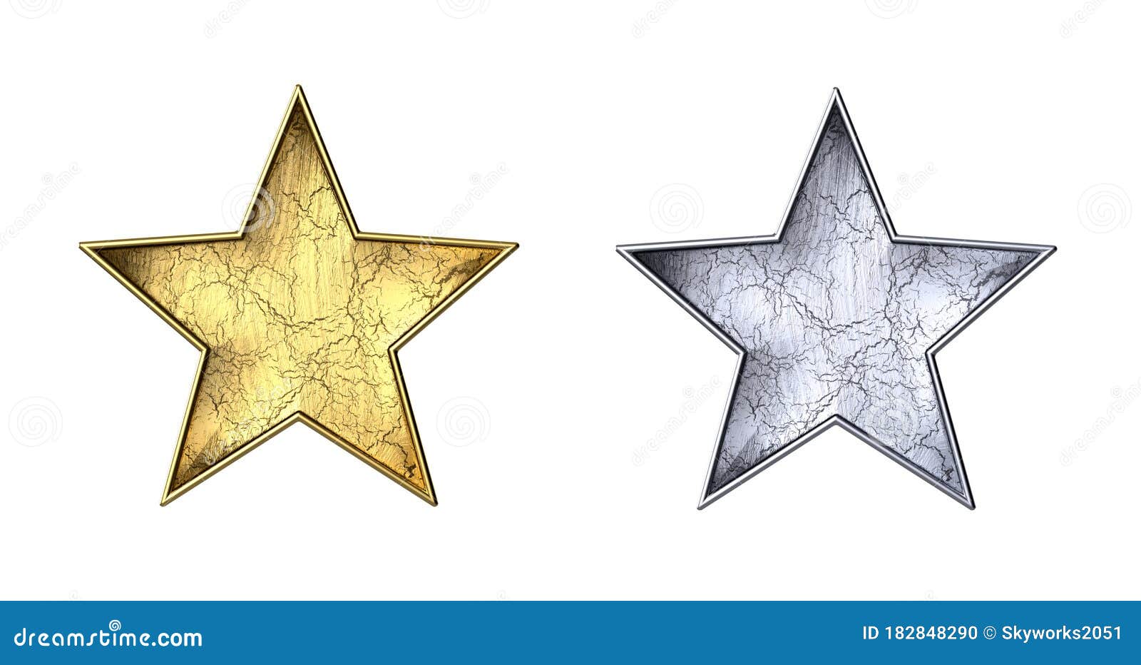 Two Stars Gold and Silver. 3D Illustration. Stock Illustration ...
