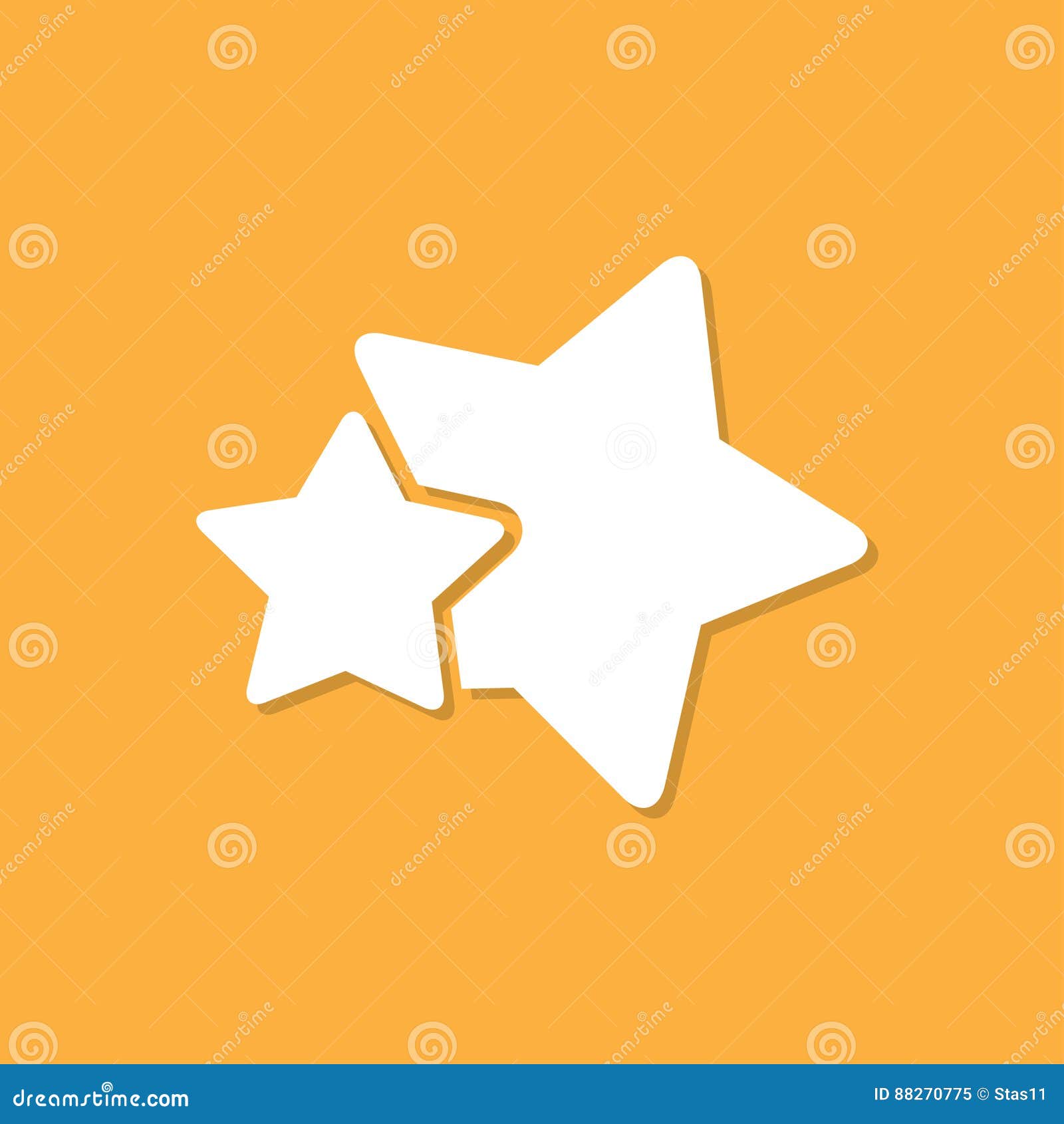 Two Stars Icon with Shadow in a Flat Design on a Orange Background ...