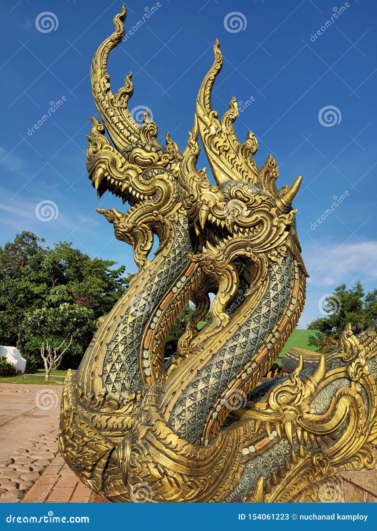Two Statue of Naga at the Staircase of Thai Temple Stock Image - Image ...