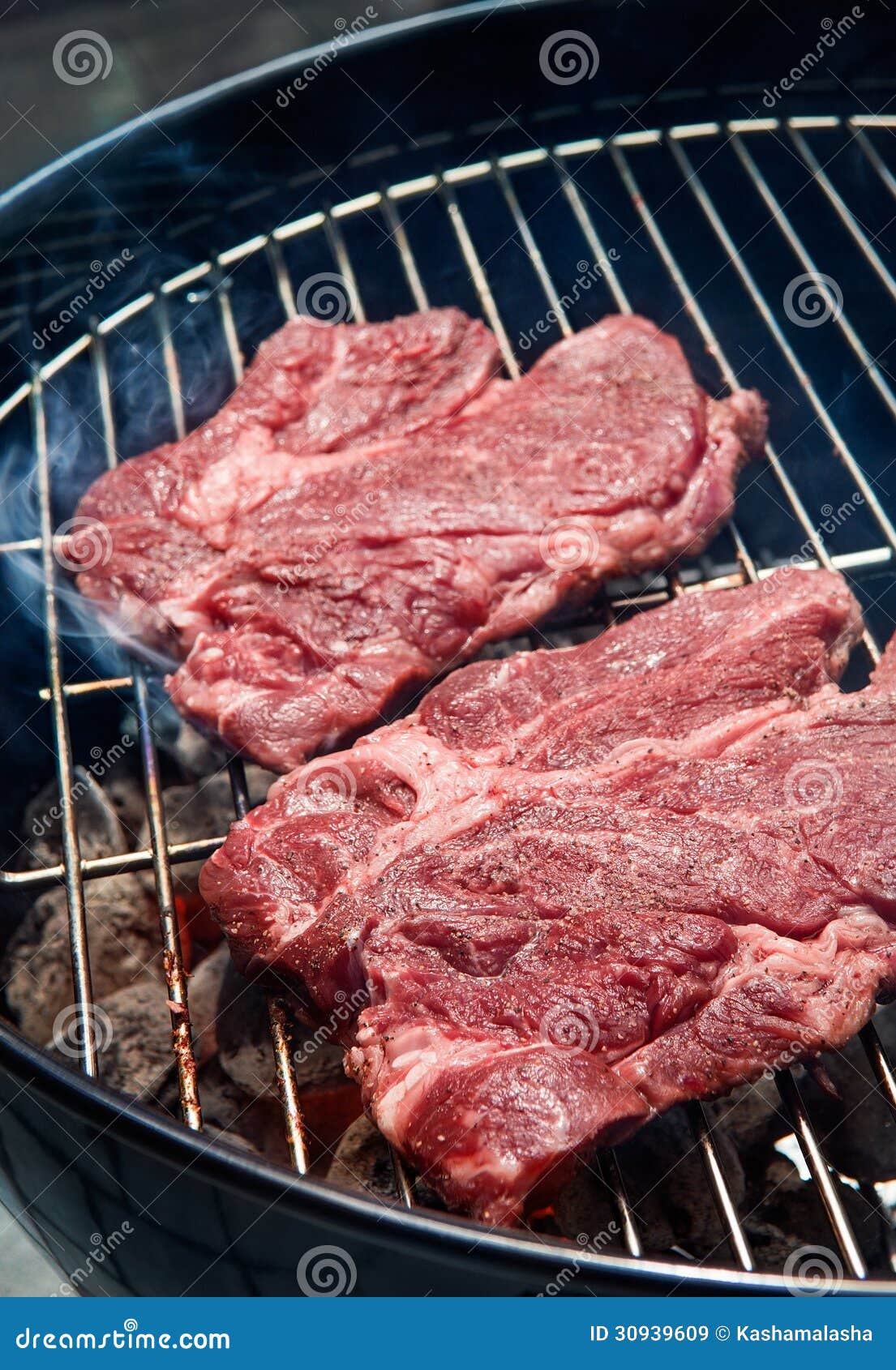 Two steaks on grill stock image. Image of grilled, cooking - 30939609