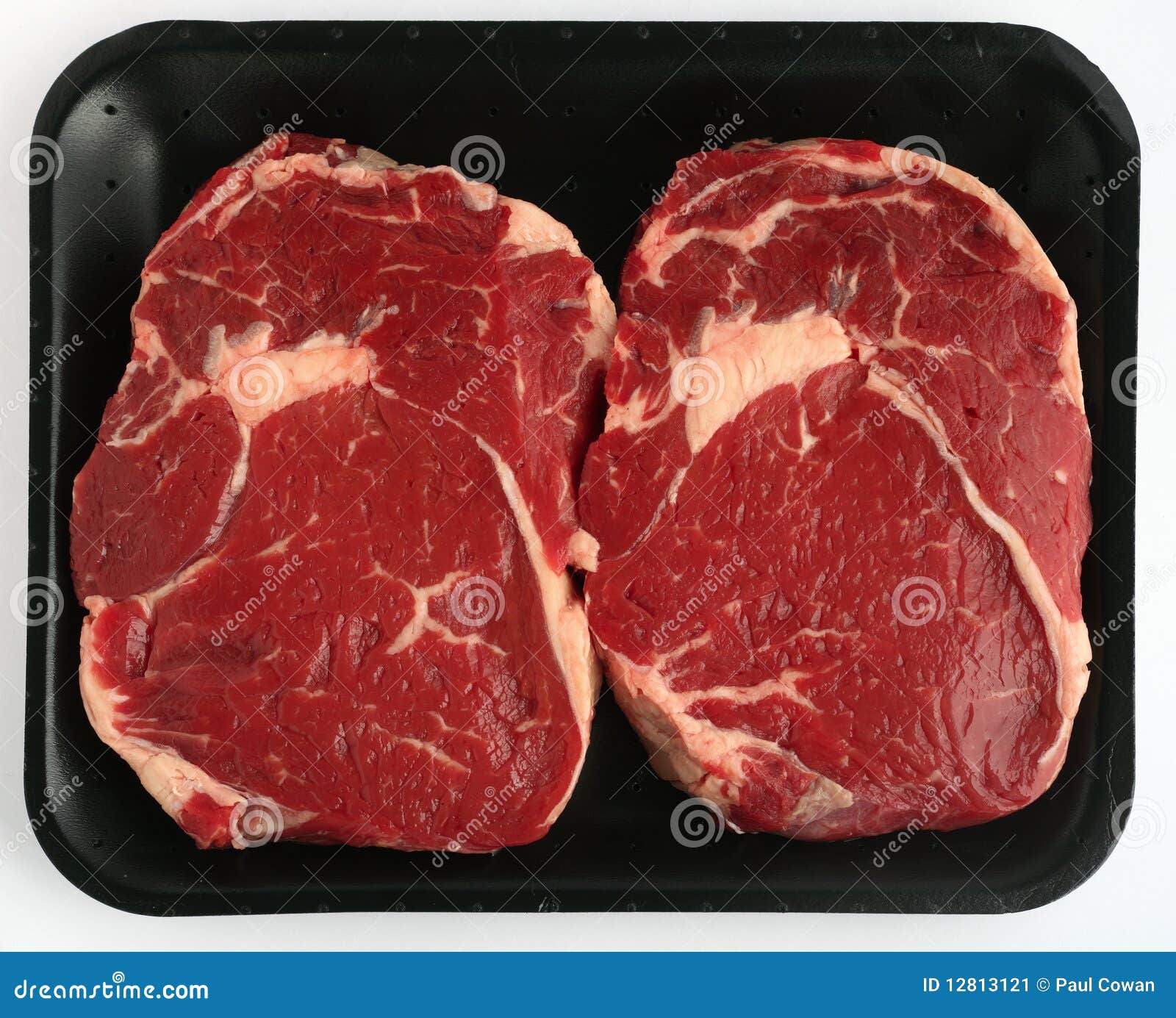 Two steaks on tray stock image. Image of beef, fresh - 12813121