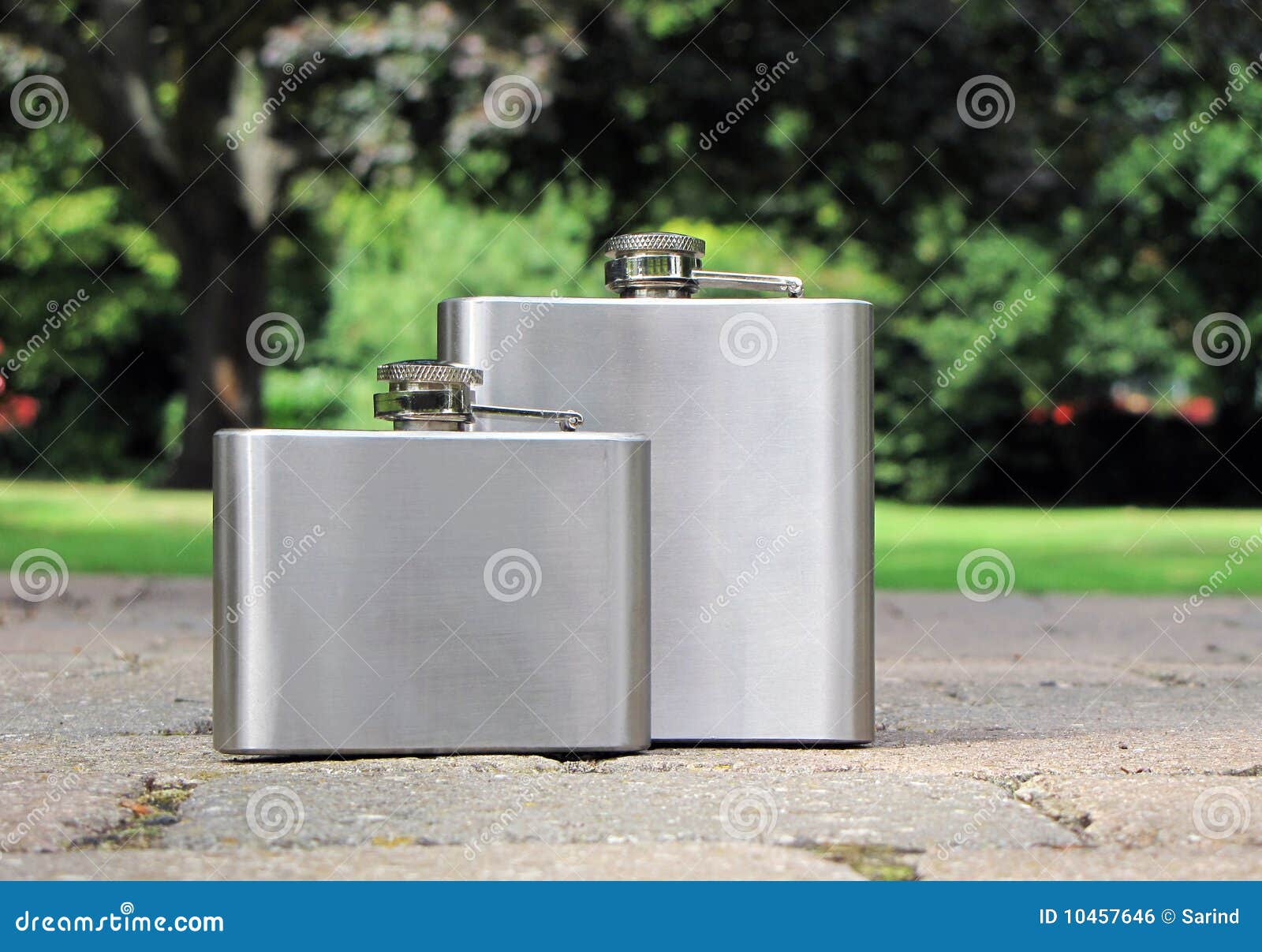 Two steel flasks outdoor stock photo. Image of container - 10457646