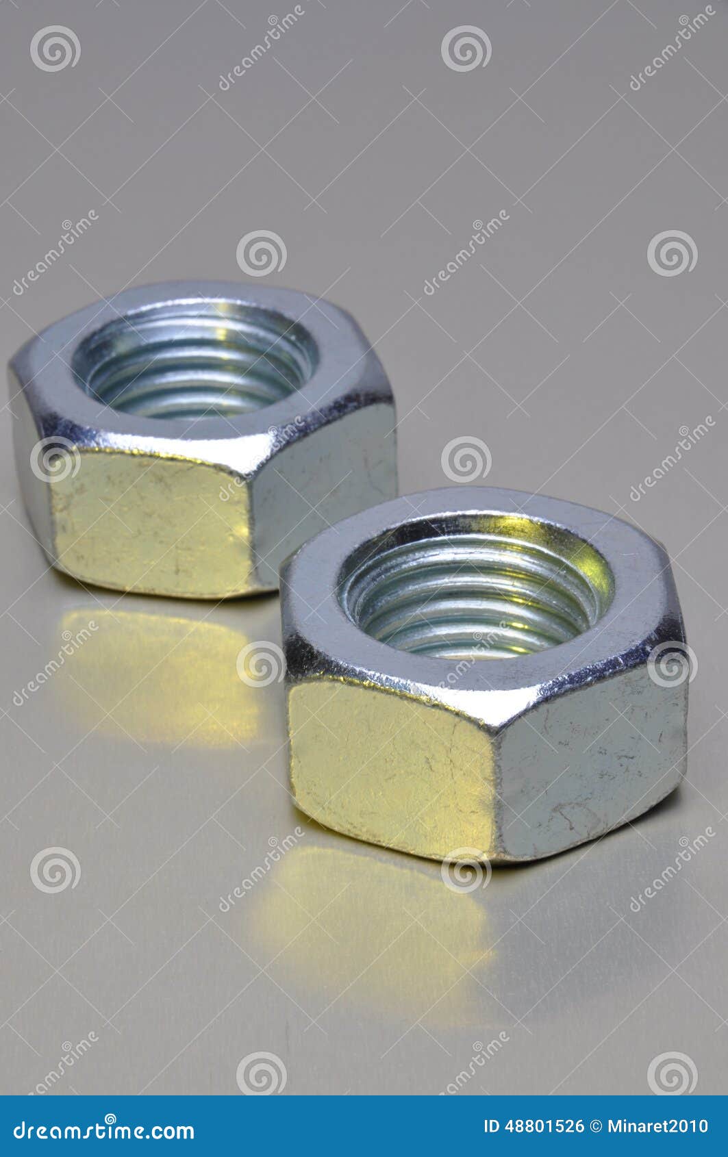 Two steel nuts stock photo. Image of component, object - 48801526