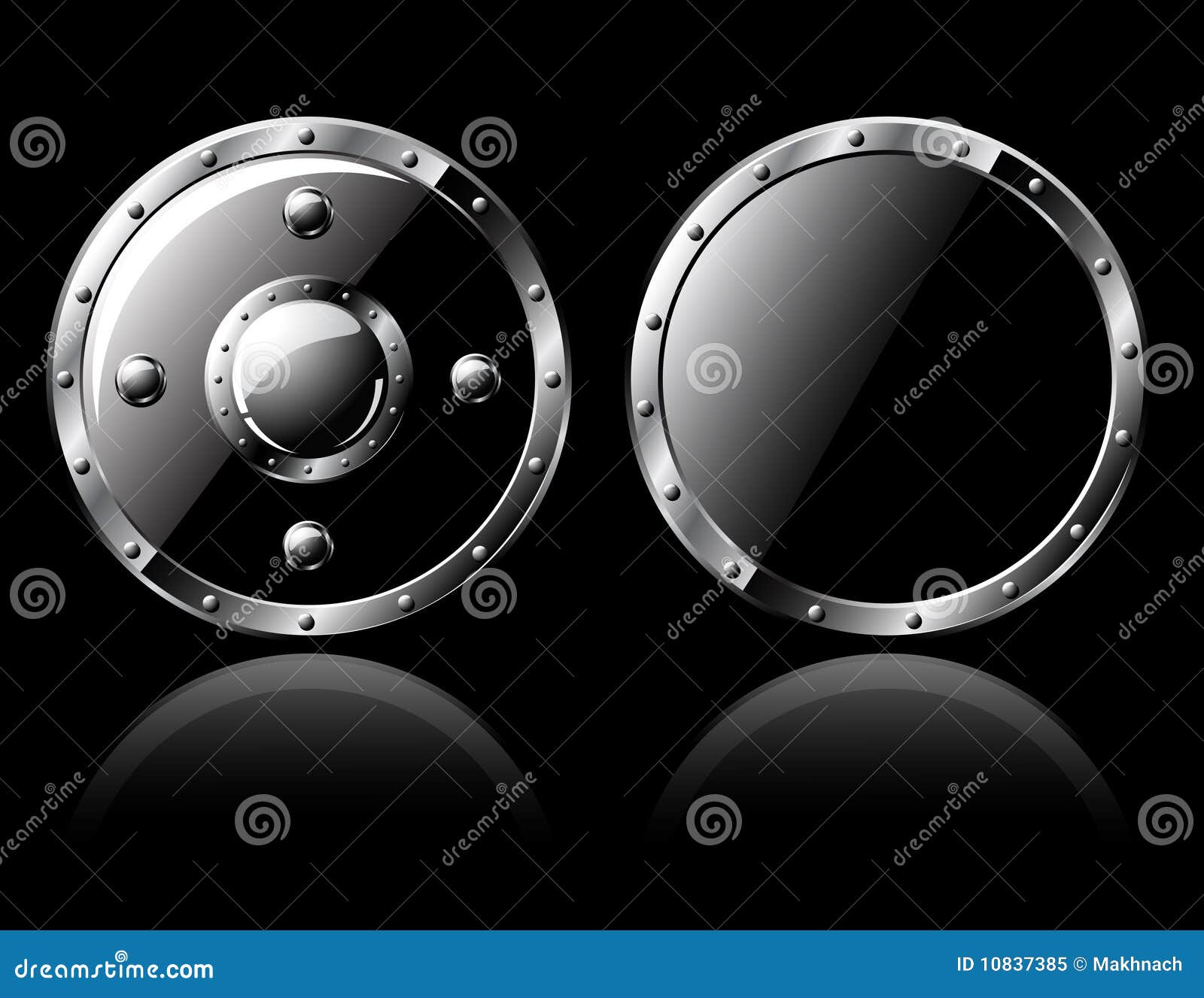 Two Steel Shields - Isolated on Stock Vector - Illustration of graphic ...