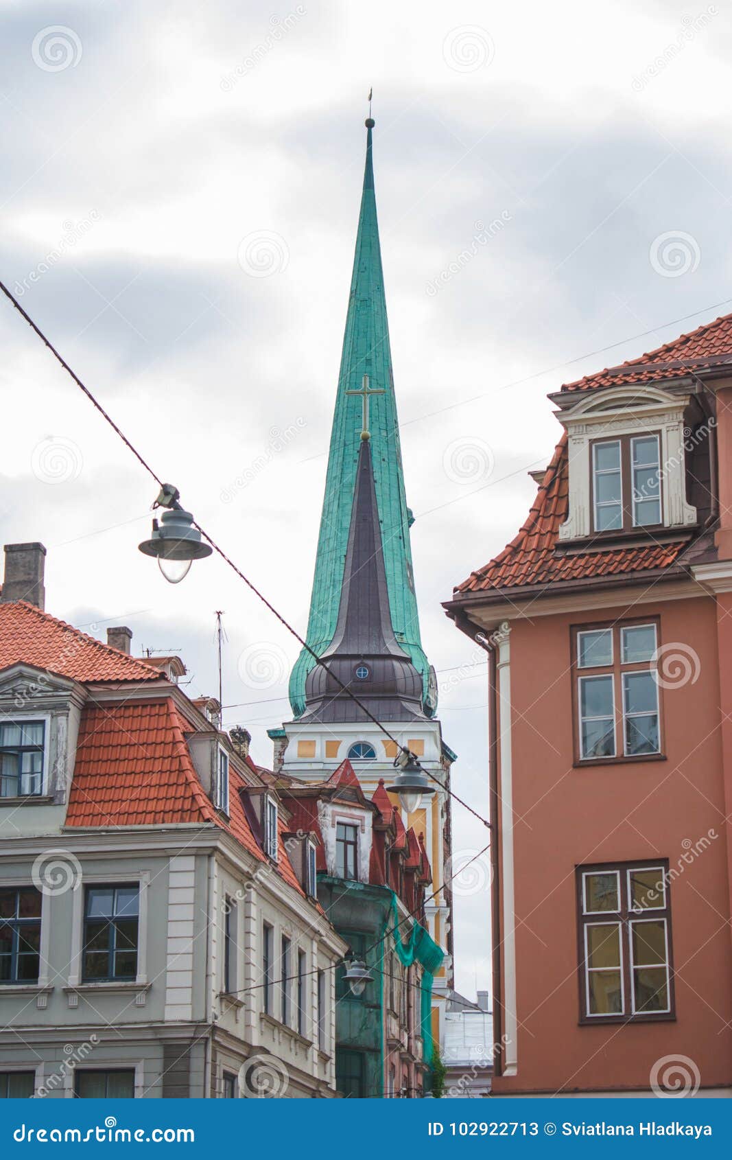 Riga spire stock image. Image of architectural, gothic - 102922713