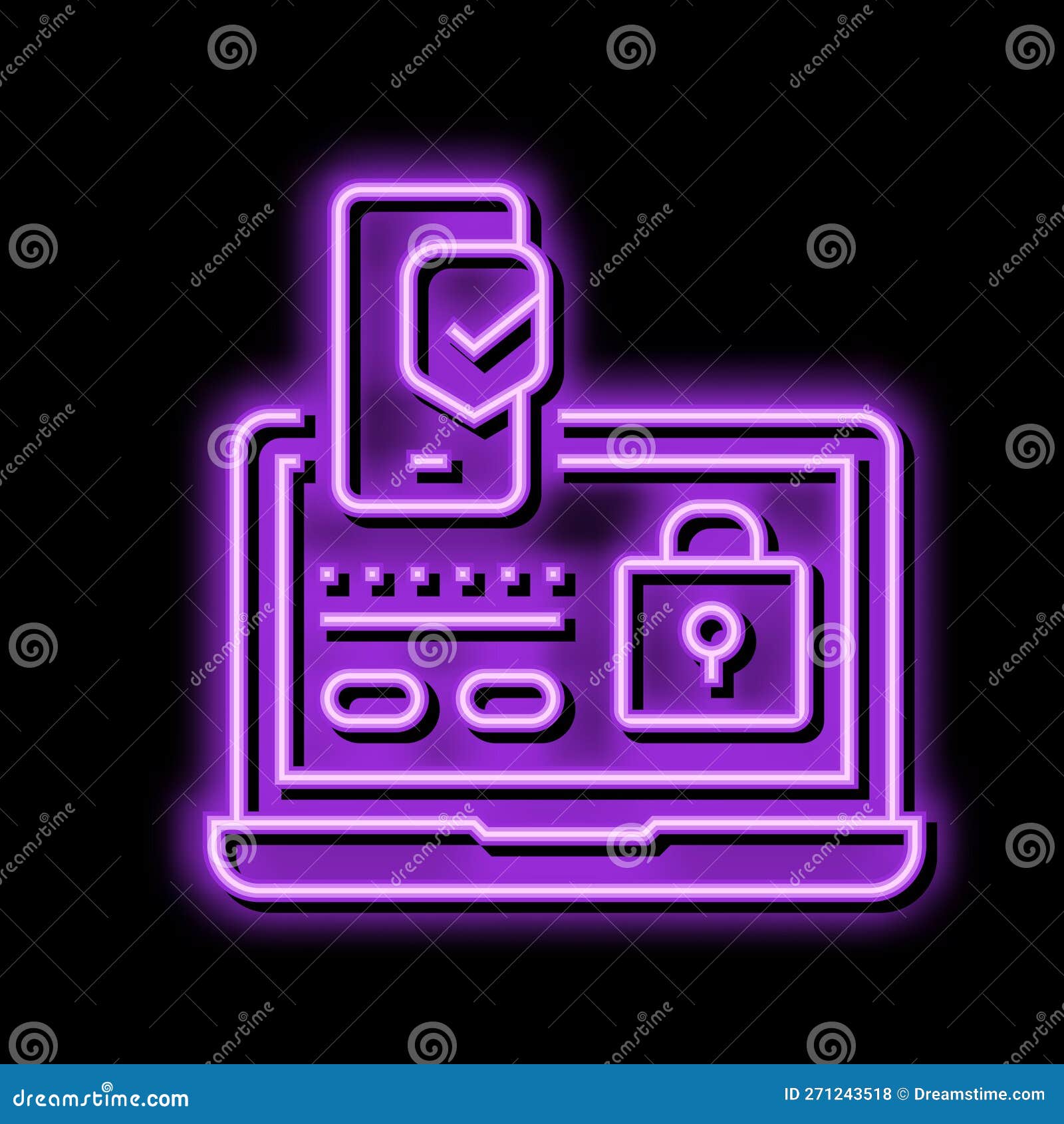 Two Step Authentication Neon Glow Icon Illustration Stock Vector ...