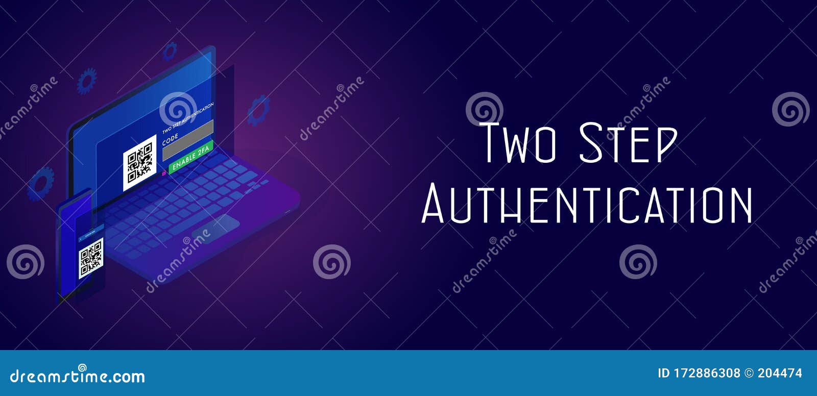Two Step Authentication Secure Concept Enable 2fa 2 Steps Verification
