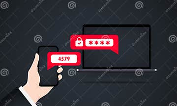 Two Step Authentication Vector Illustration. Smartphone and Computer Safety Login or Signin. Two ...