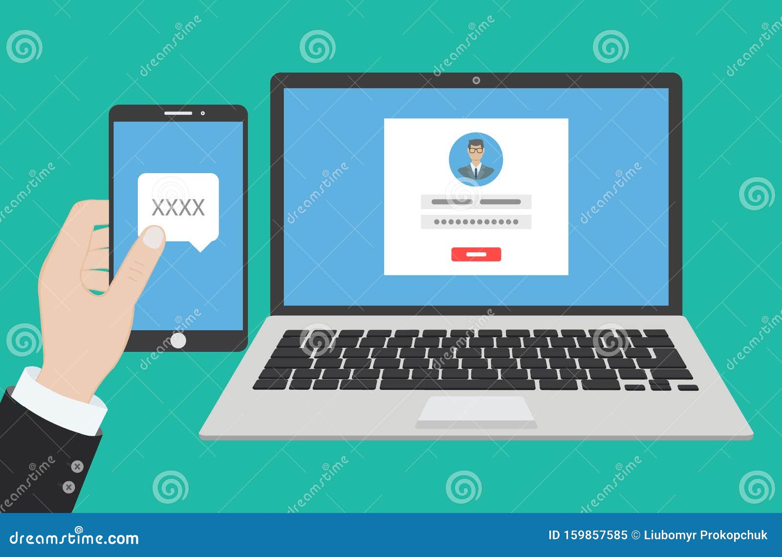Duo Authentication Concept Banner With Text Place. Can Use For Web ...