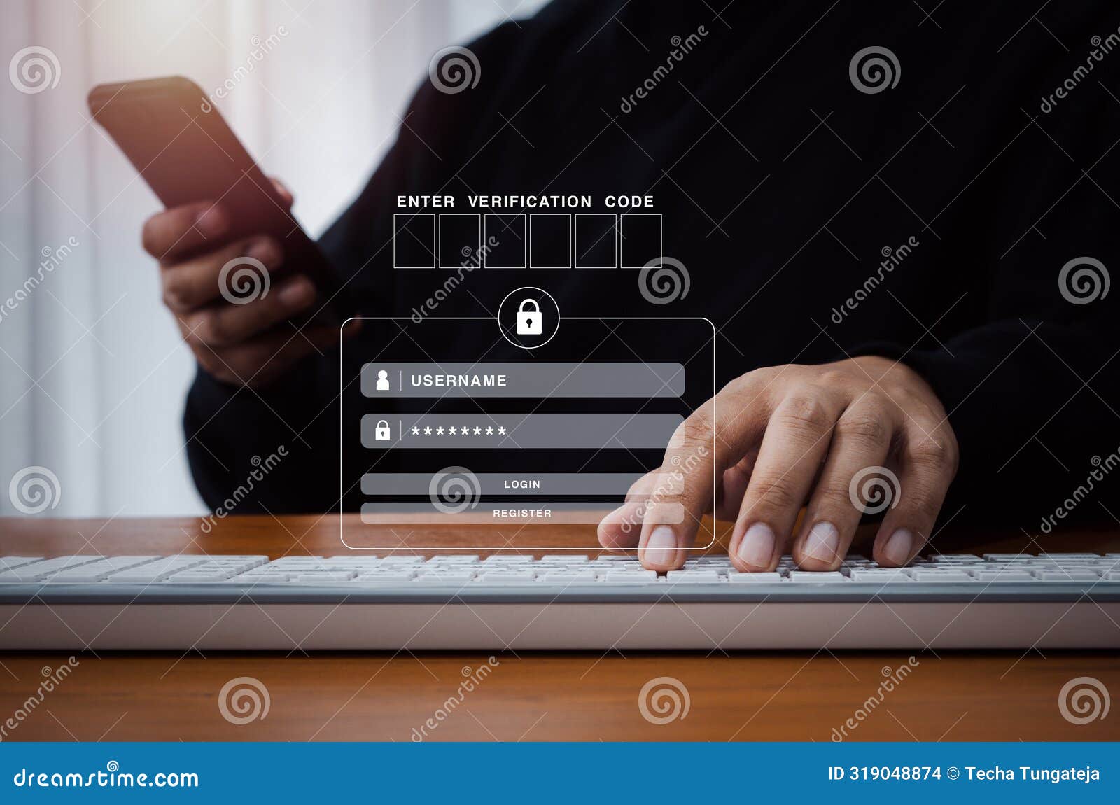 Two Steps Authentication Or 2fa Concept Empty Verification Code Input Box With Sign In Page
