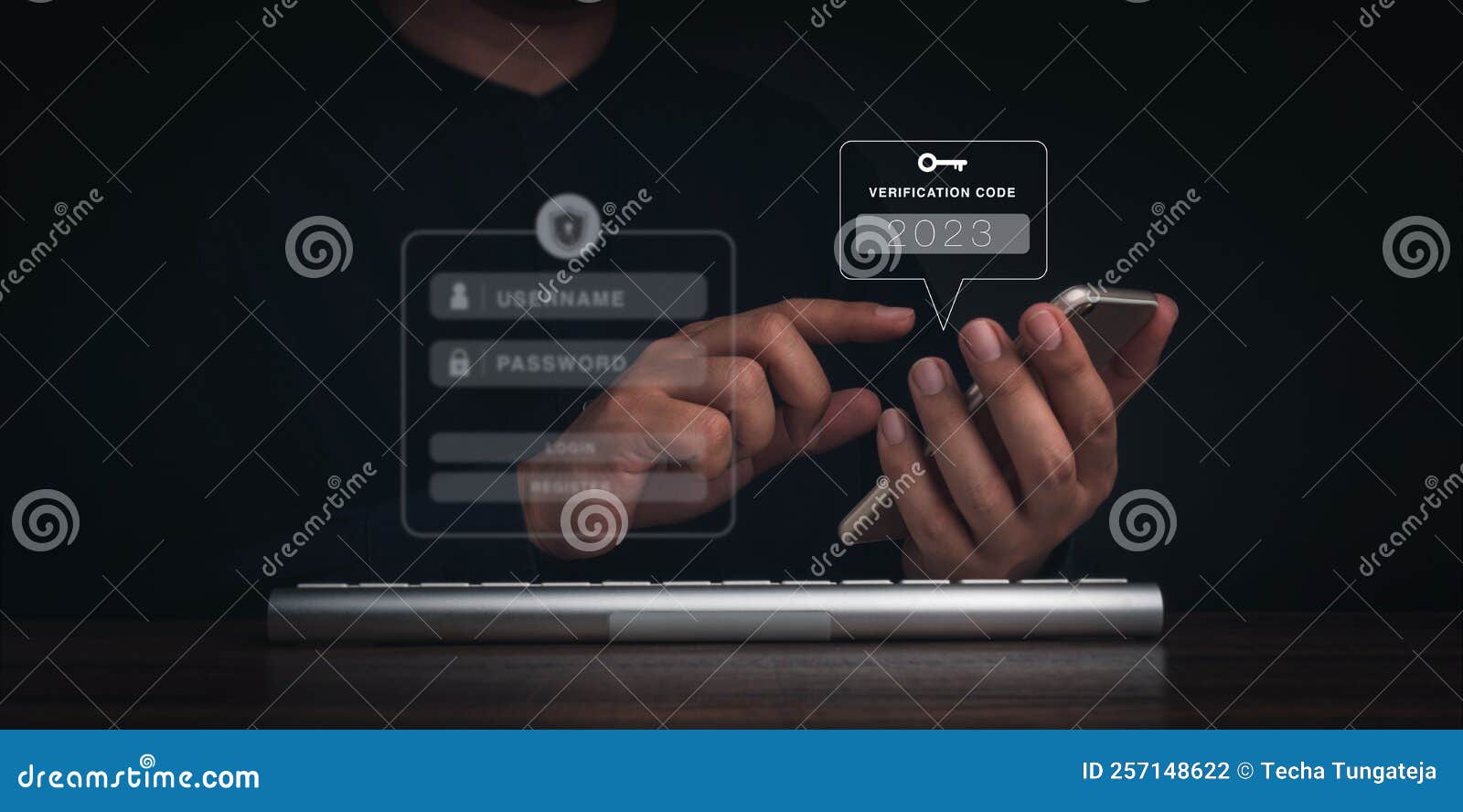 Two Steps Authentication Or 2fa Concept 2023 Verification Code And Key