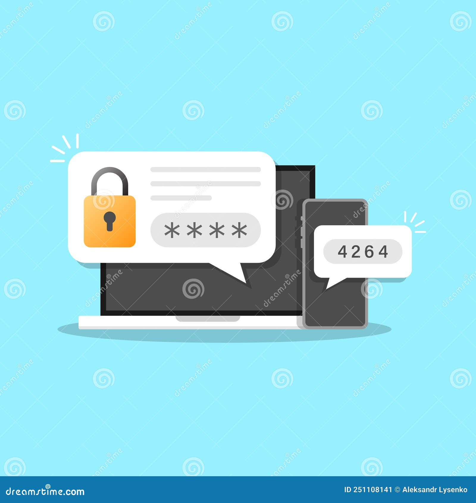 Two Steps QR Code Authentication Isometric Concept. QR Code And Login ...