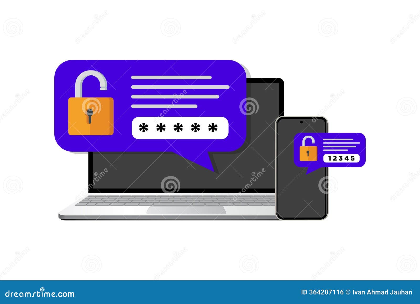 Two Steps QR Code Authentication Isometric Concept. QR Code And Login ...