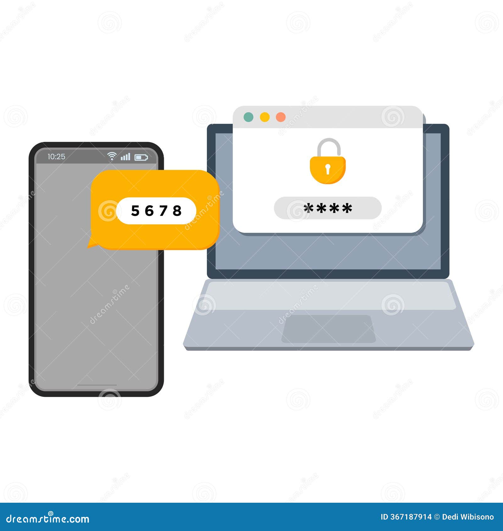 Two Steps QR Code Authentication Isometric Concept. QR Code And Login ...