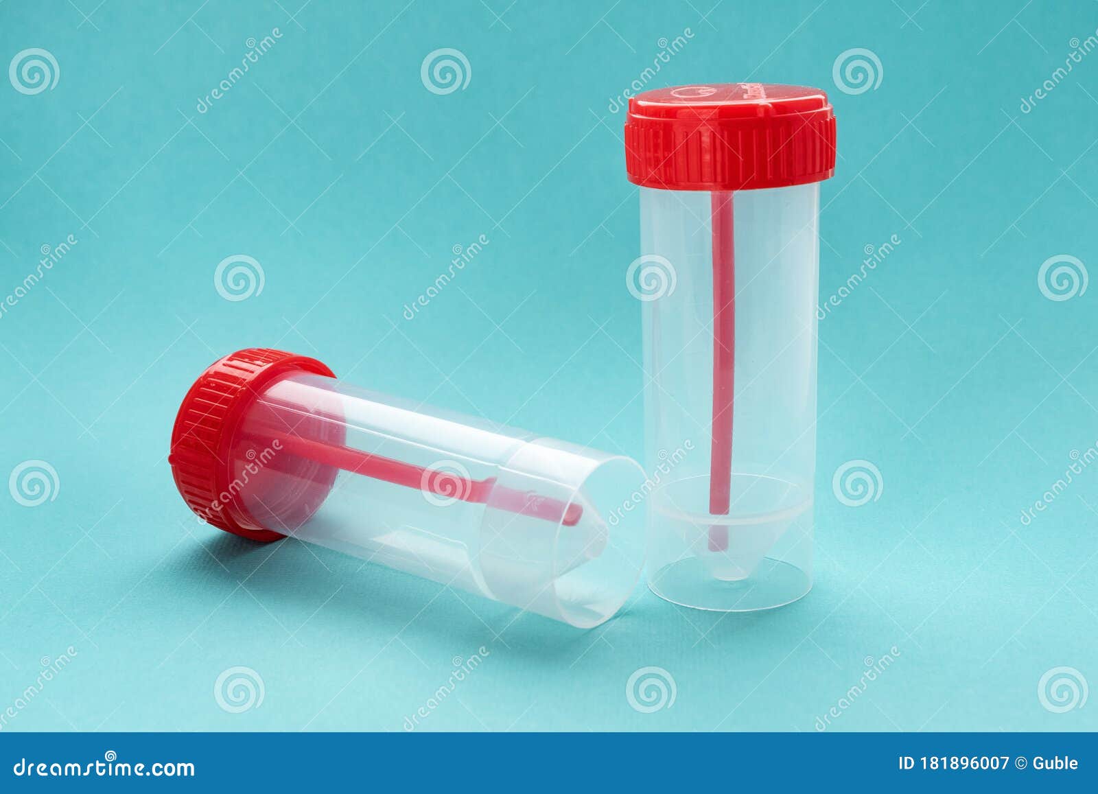 Two Sterile Transparent Blank Plastic Containers For Stool Analysis ...