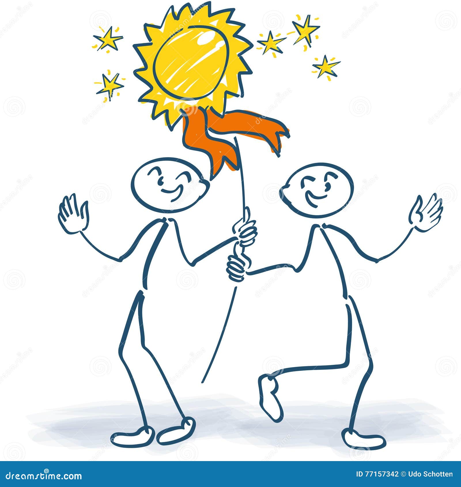 Two Stick Figures with a Plaque Stock Vector - Illustration of note ...