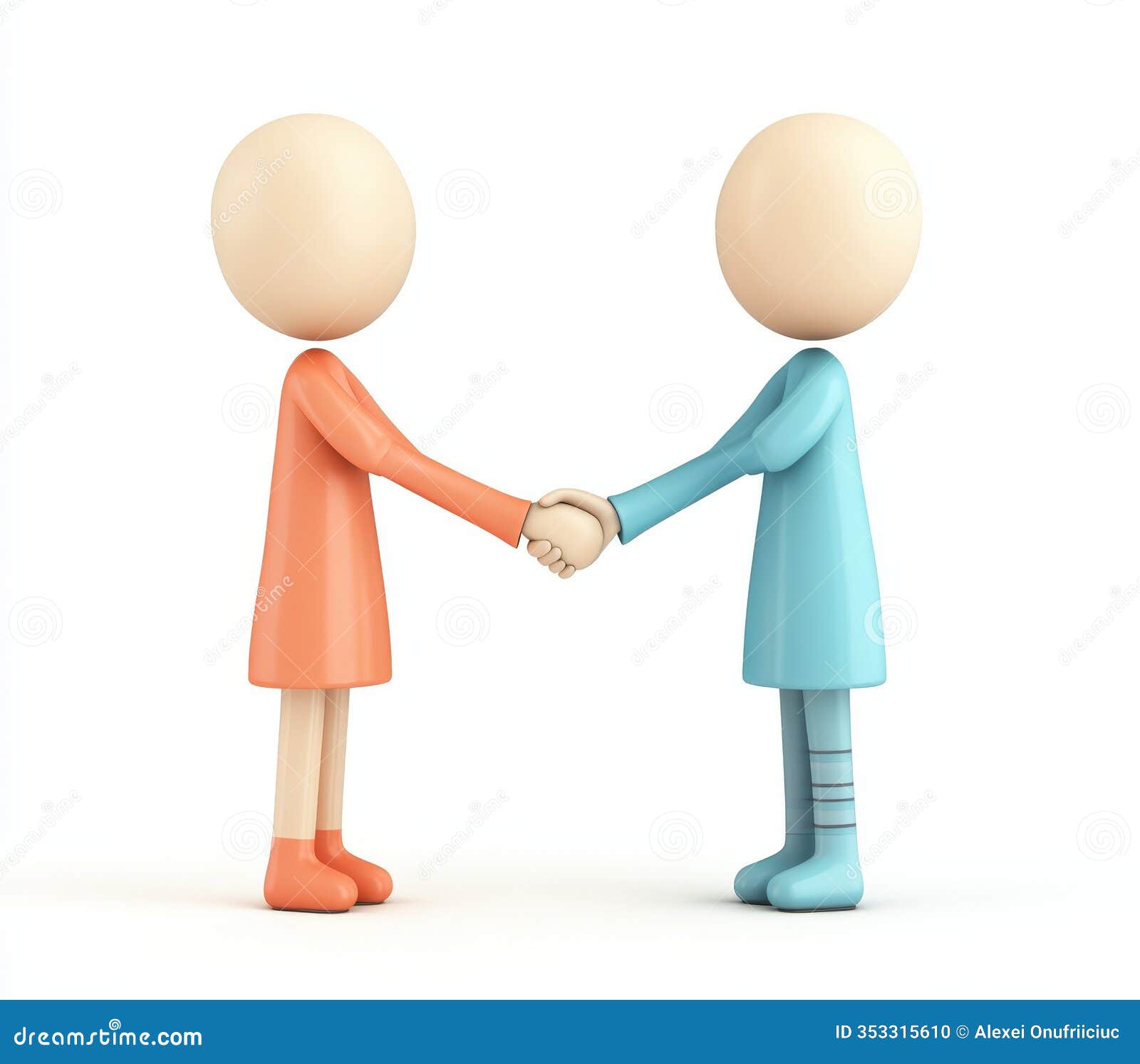 Two Stick Figures are Shaking Hands on a Clean White Background Stock ...