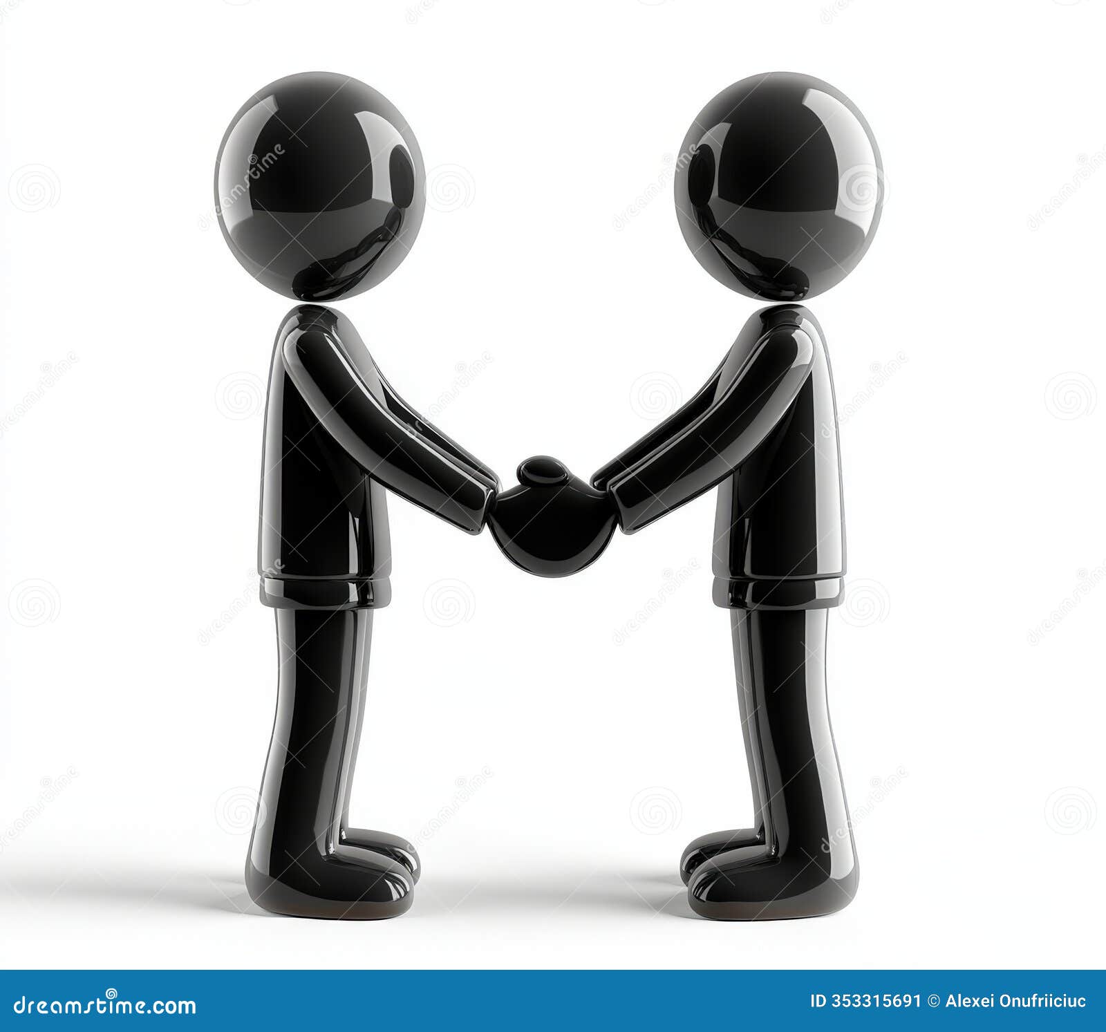 Two Stick Figures are Shaking Hands on a Clean White Background Stock ...