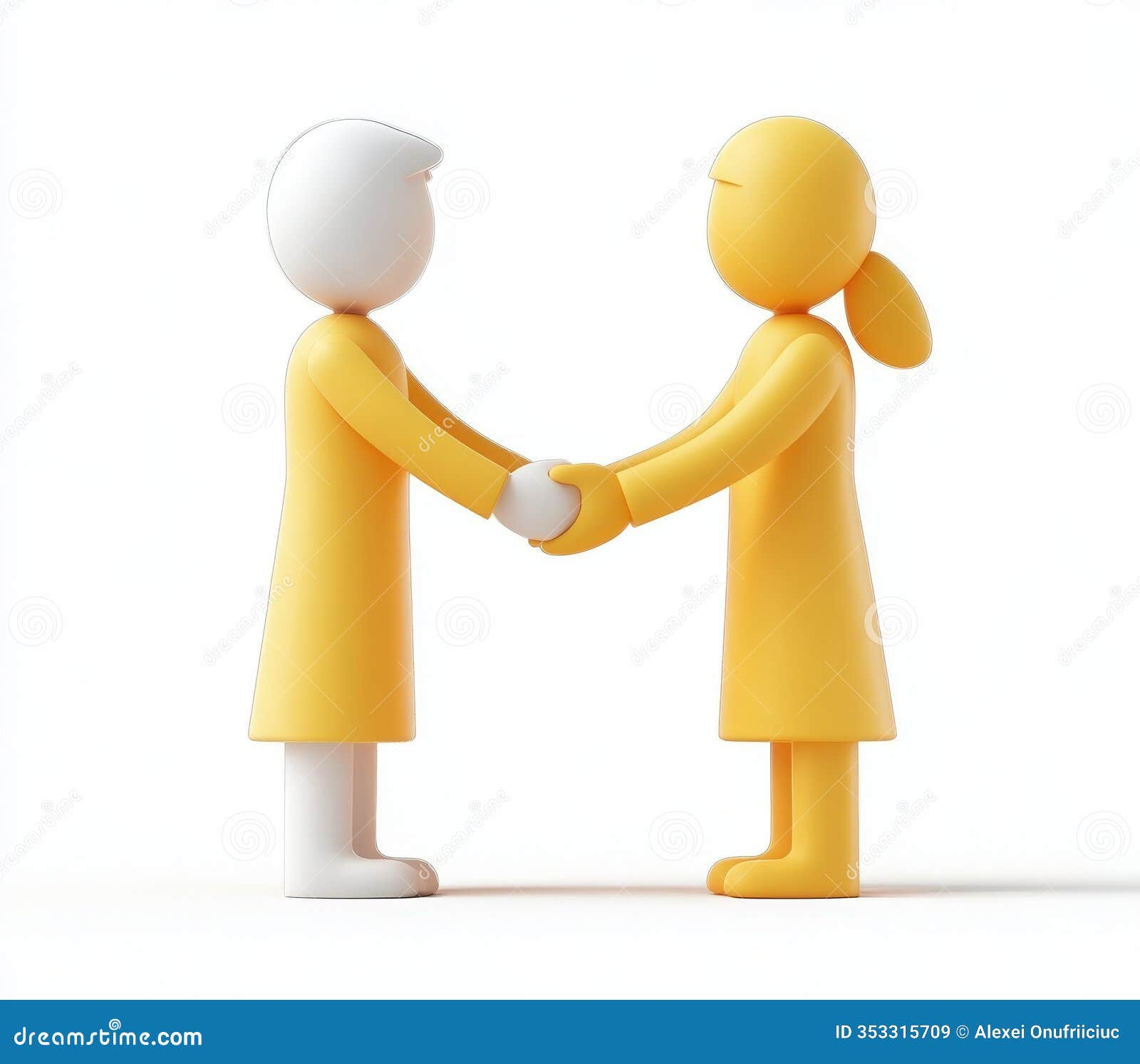 Two Stick Figures are Shaking Hands on a Clean White Background Stock ...
