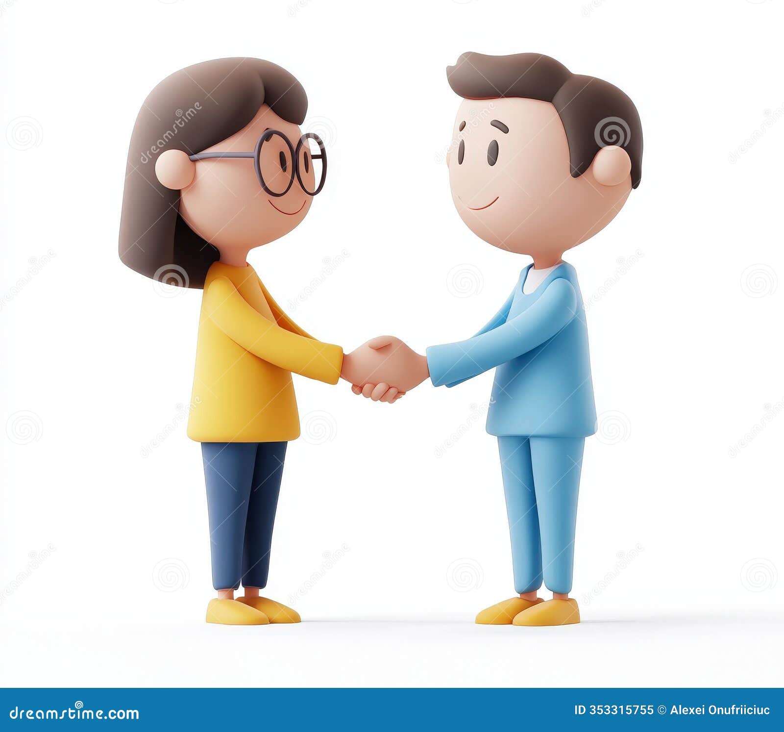 Two Stick Figures are Shaking Hands on a Clean White Background Stock ...
