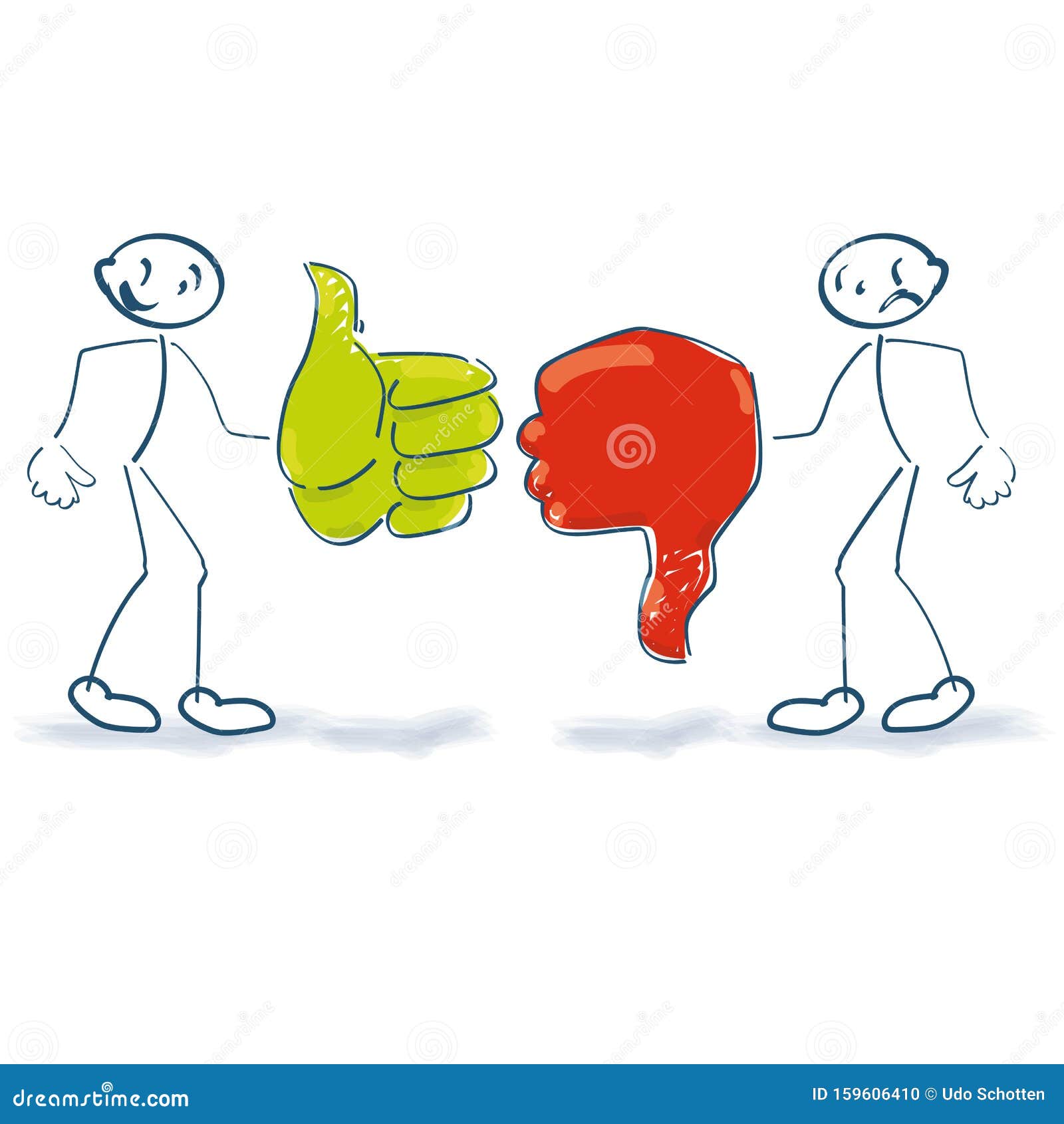 Two Stick Figures with Thumbs Up and Down Stock Vector - Illustration ...