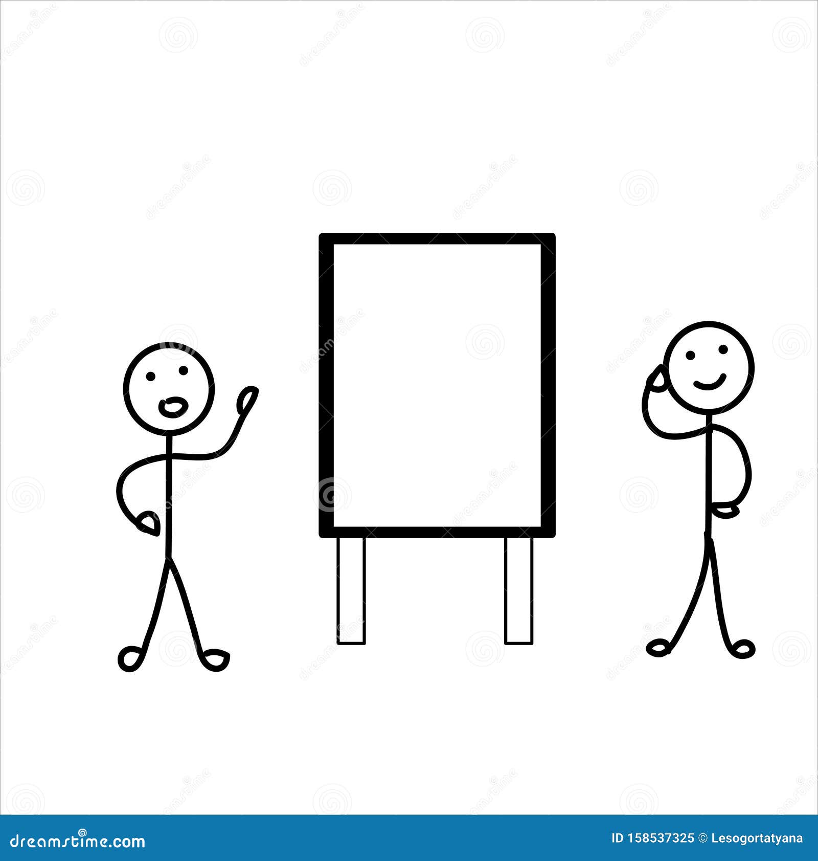 Two Stick Man at an Empty Board Stock Vector - Illustration of business ...