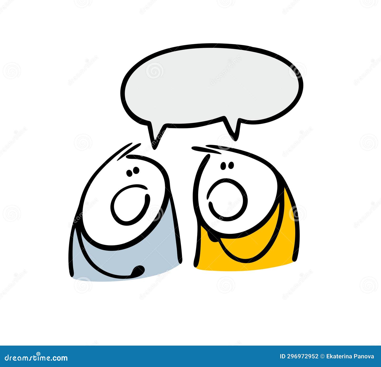 Two Stickman Talk, Synchronously Open Their Mouths. Vector Illustration ...