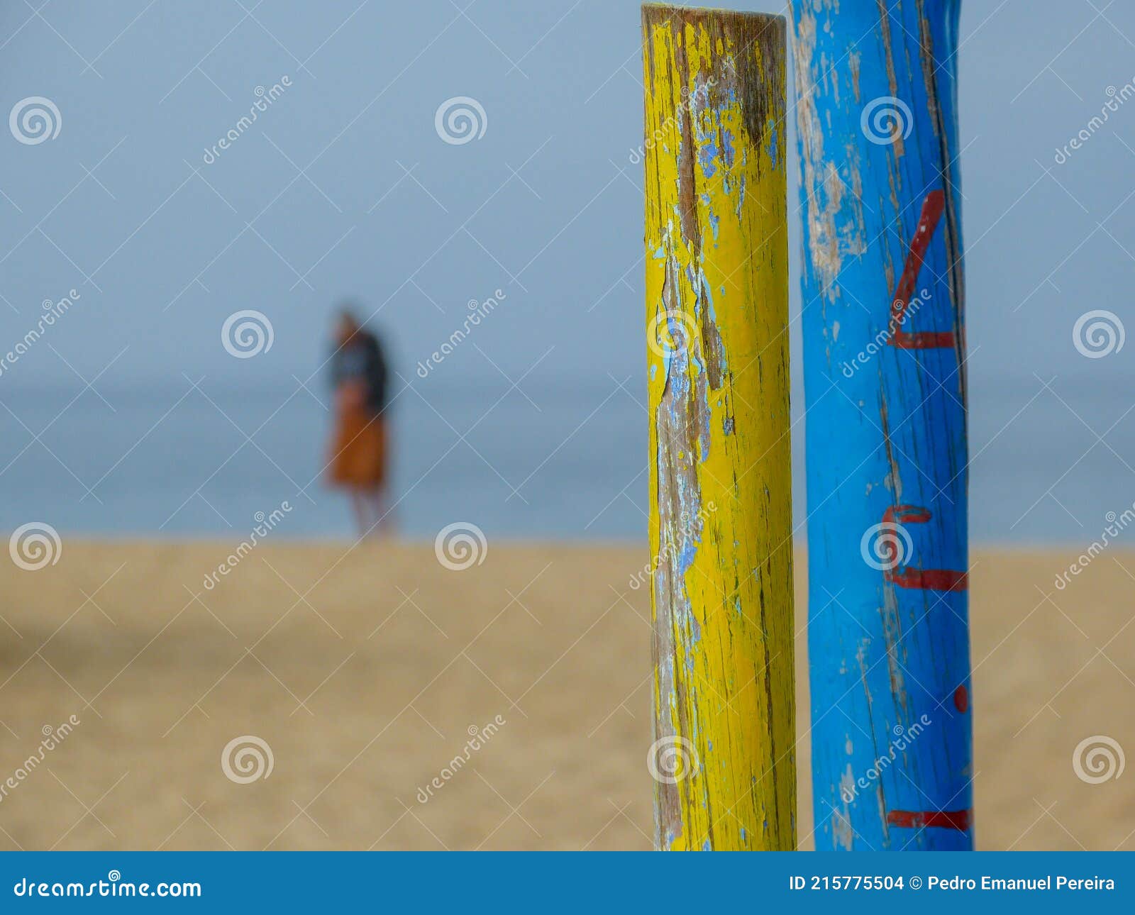 Two Sticks in Parallel Vertically, Blue and Yellow Stock Photo - Image ...