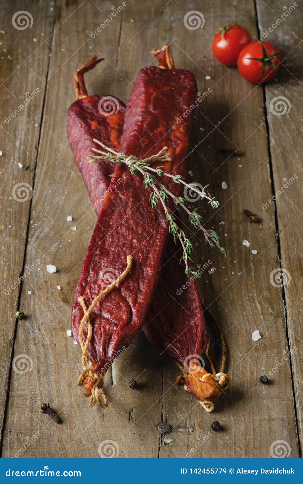 Two Sticks of Sujuk on Wooden Table Stock Image - Image of halal ...